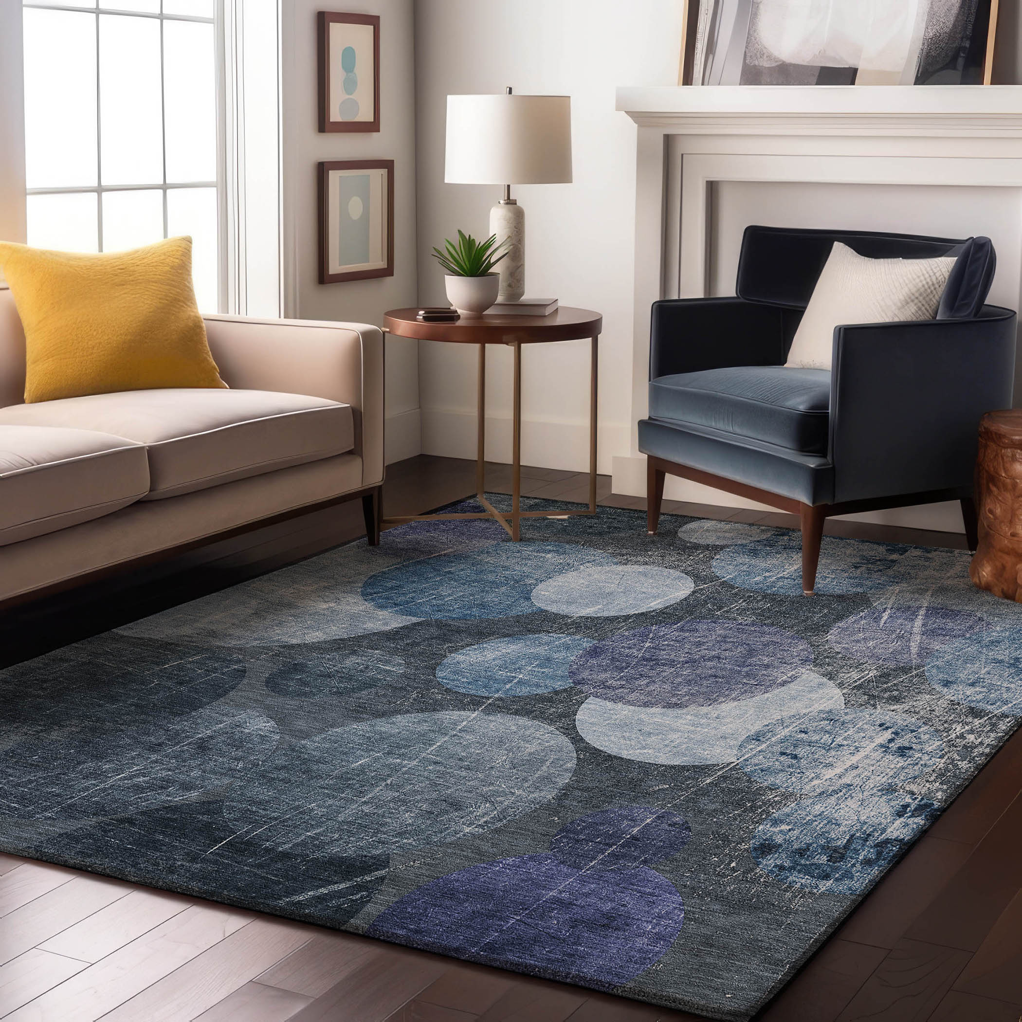 Addison Rugs Mayfield Washable Transitional Organic Blue Rectangle Rug ...