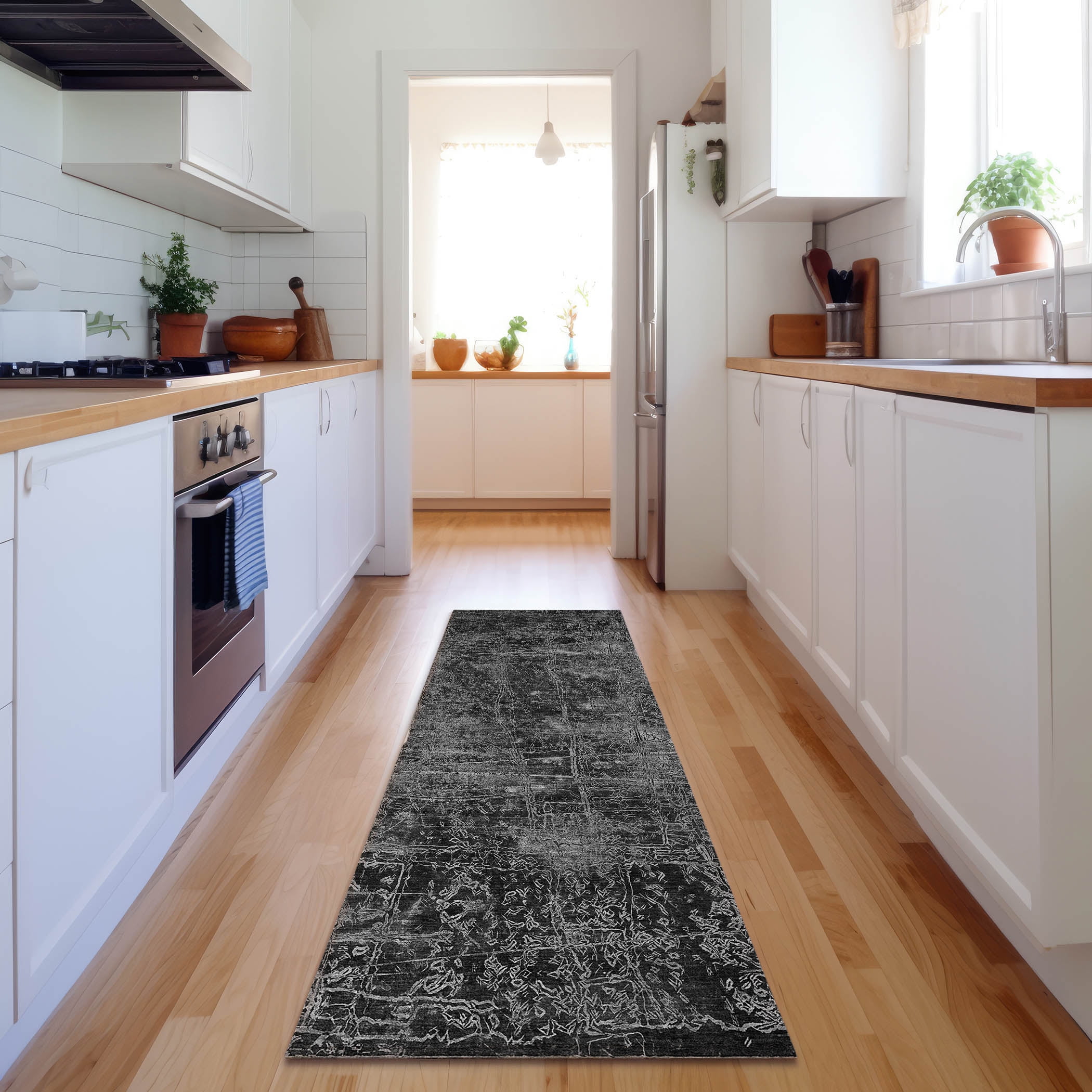 Addison Rugs Mayfield Washable Transitional Organic Gray Runner Rug, 2 ...