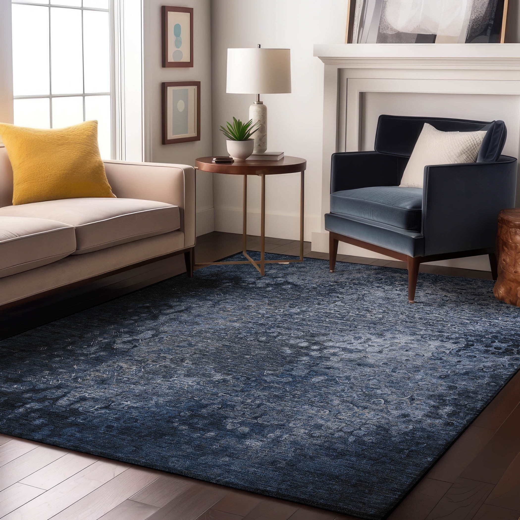 Addison Rugs Mayfield Washable Transitional Casual Blue Rectangle Rug ...