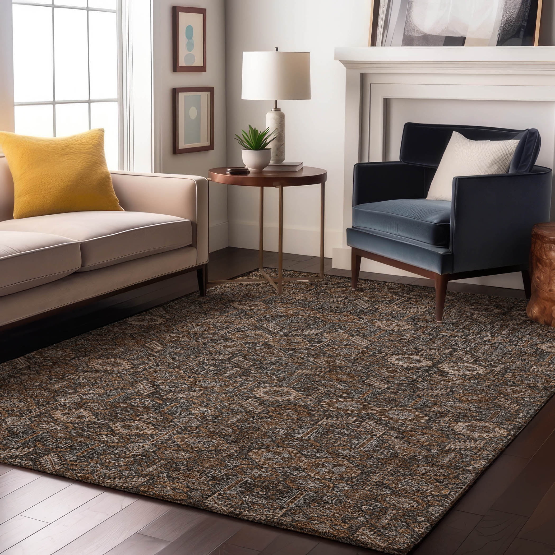 Addison Rugs Mayfield Washable Transitional Bohemian Chocolate ...