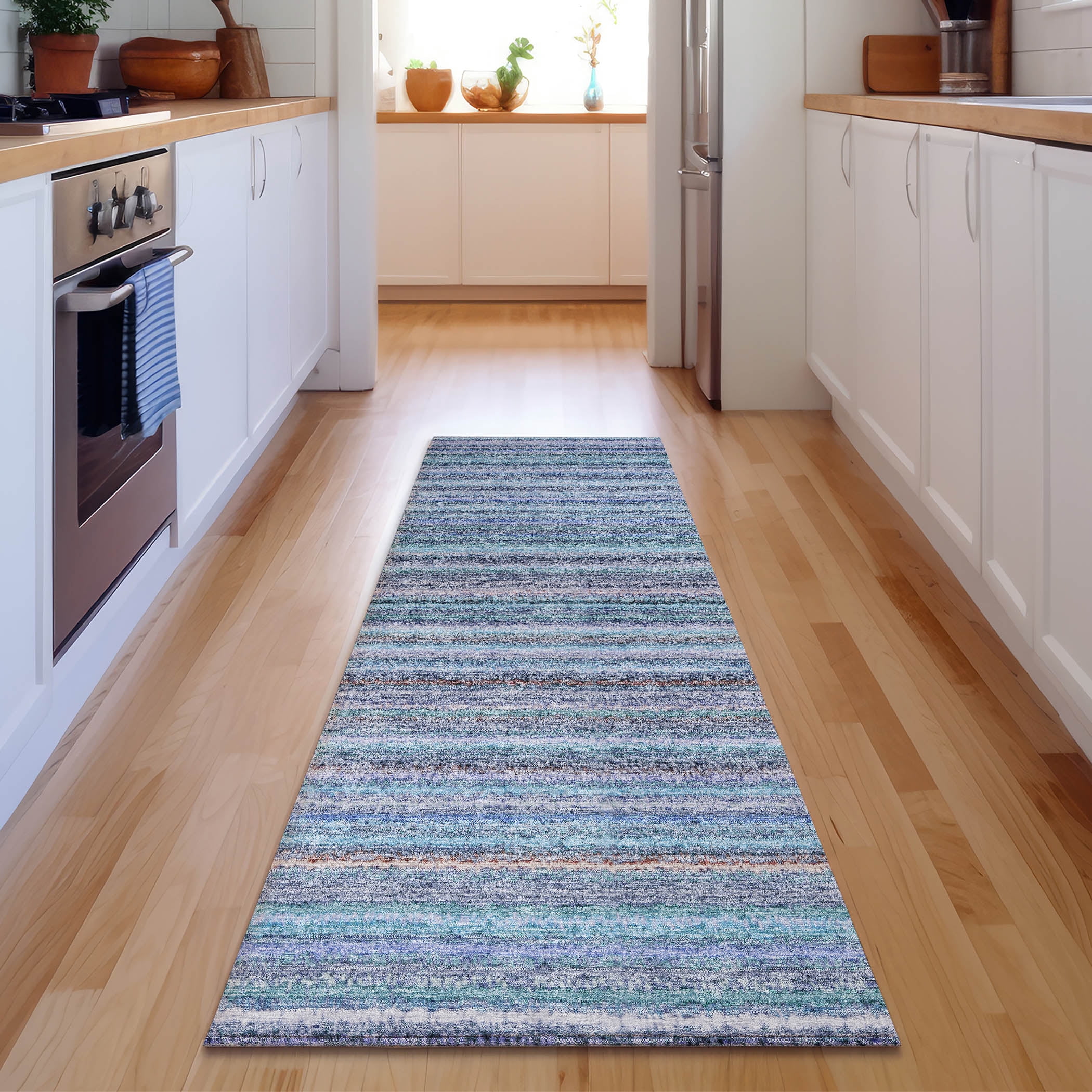 Addison Rugs Mayfield AMF598 Sky 2'3" x 7'6" Indoor Premium Machine ...