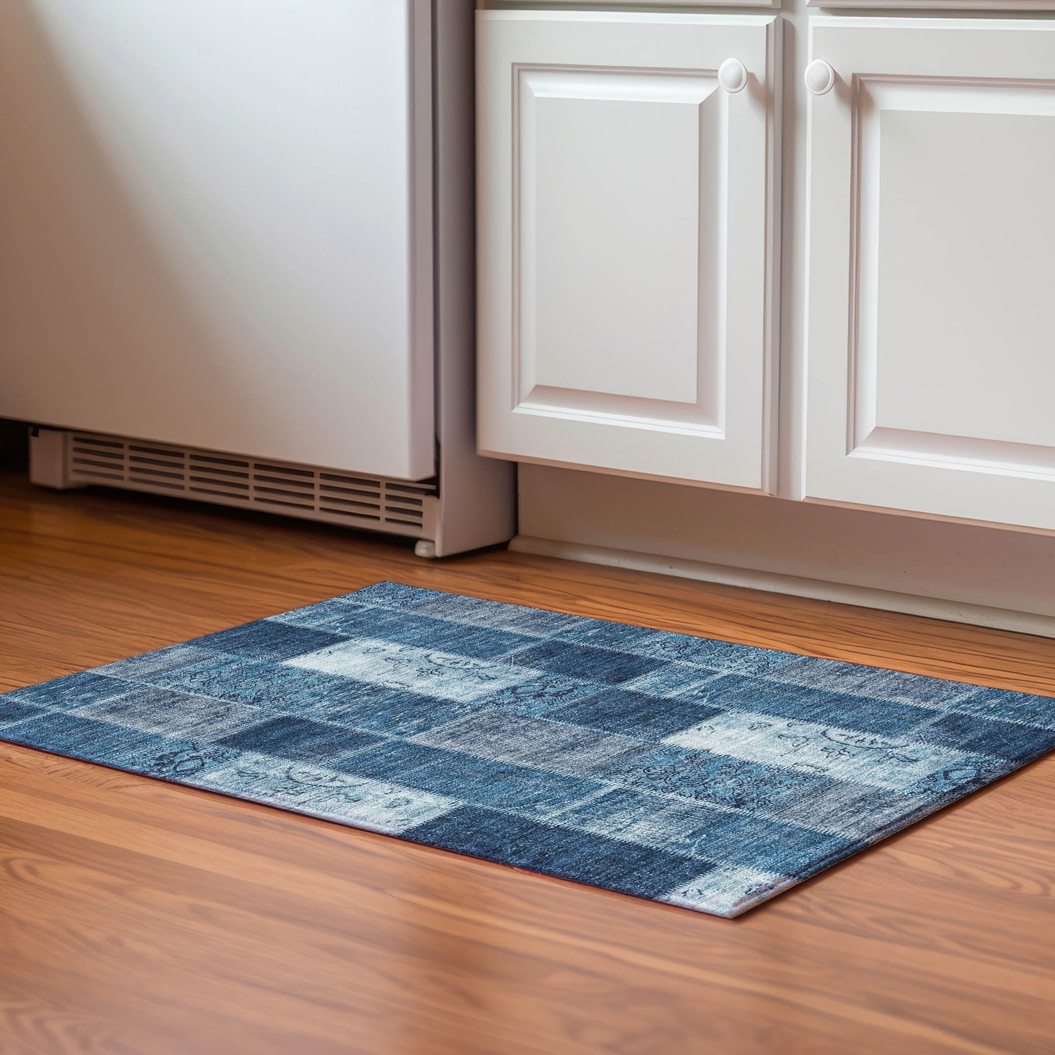 Addison Rugs Mayfield Washable Traditional Patchwork Blue Rectangle Rug ...
