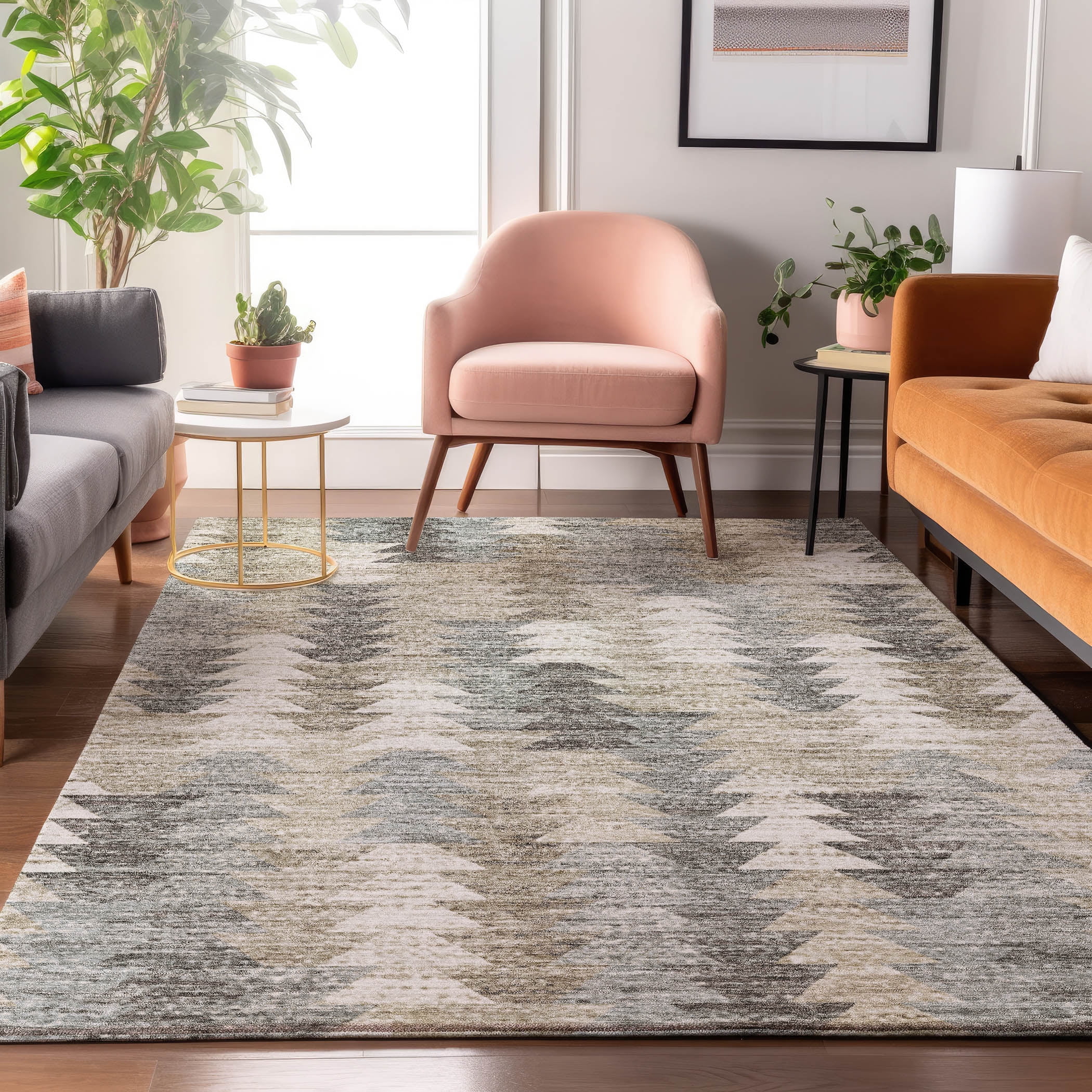 Addison Rugs Mayfield Washable Transitional Modern Taupe Rectangle Rug ...