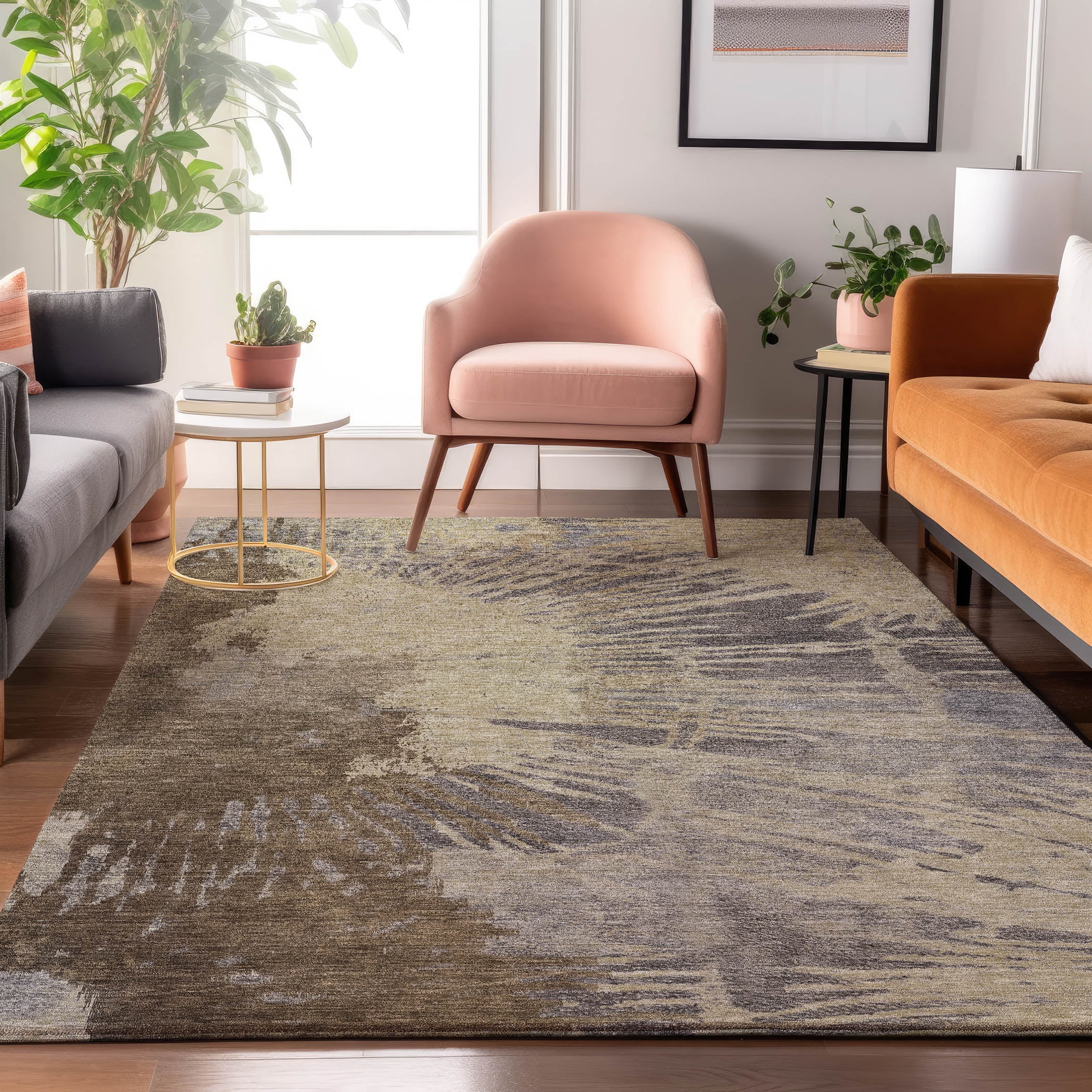 Addison Rugs Mayfield Washable Transitional Modern Brown Rectangle Rug ...