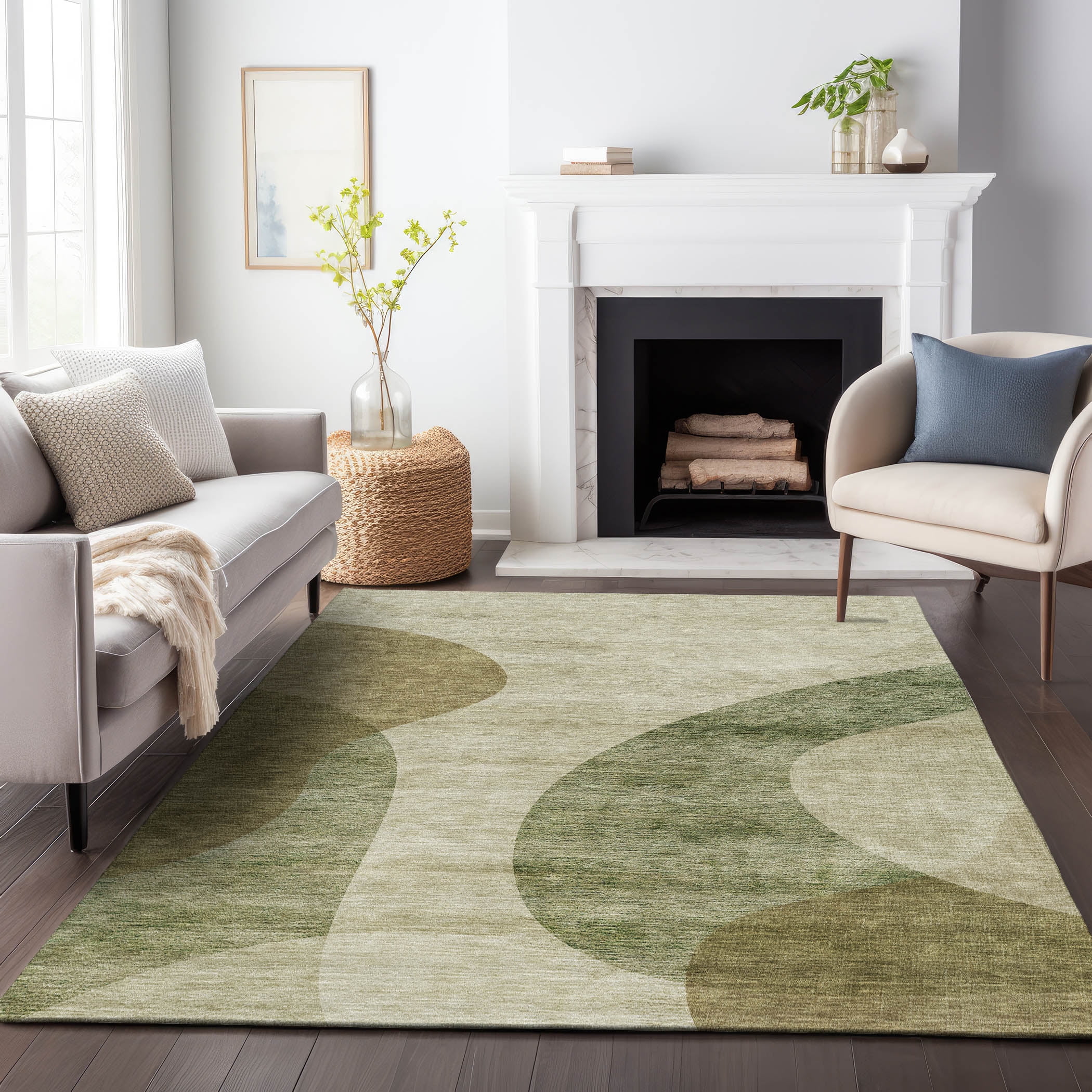 Addison Rugs Mayfield Washable Transitional Art Deco Beige Rectangle ...