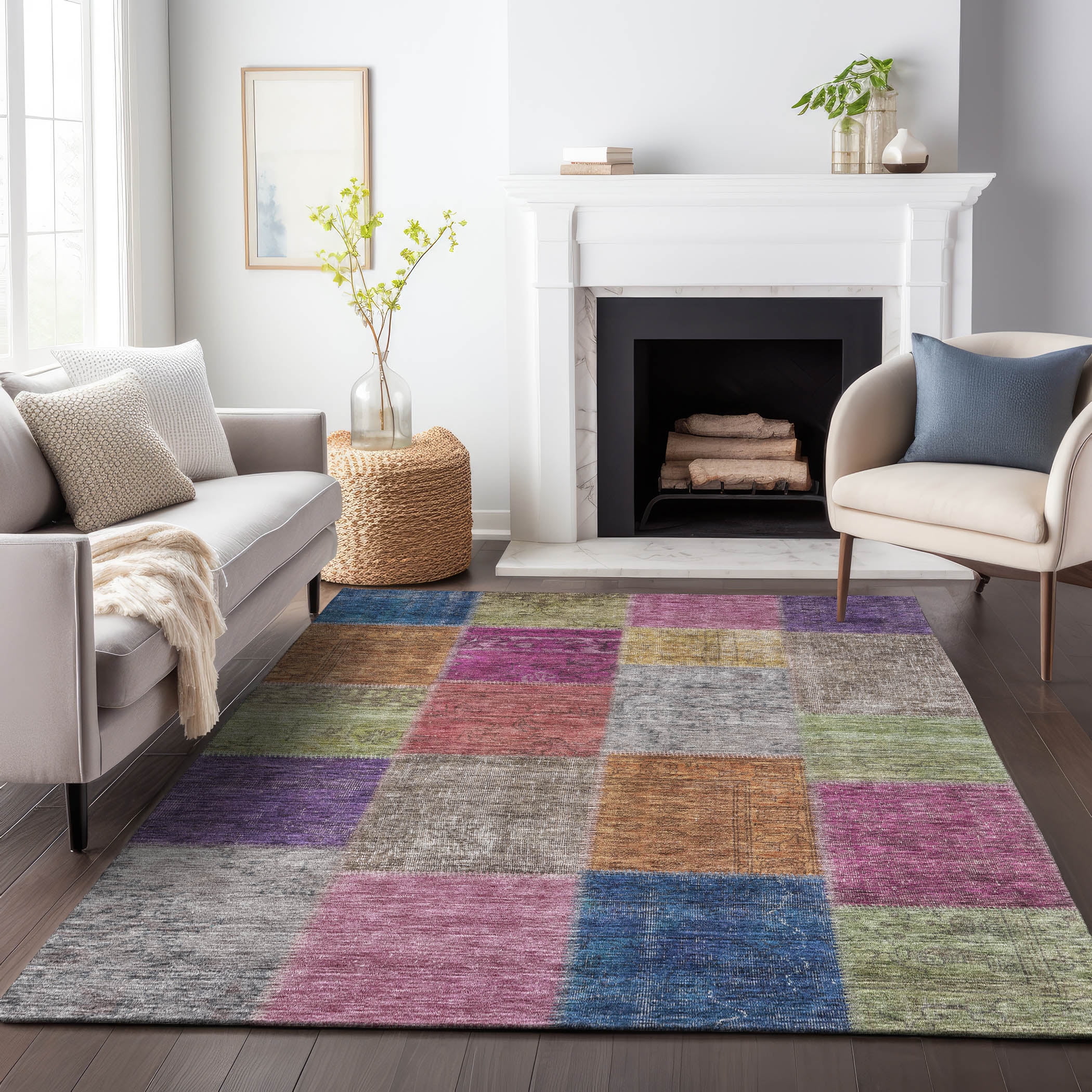 Addison Rugs Mayfield Washable Transitional Patchwork Copper Rectangle ...