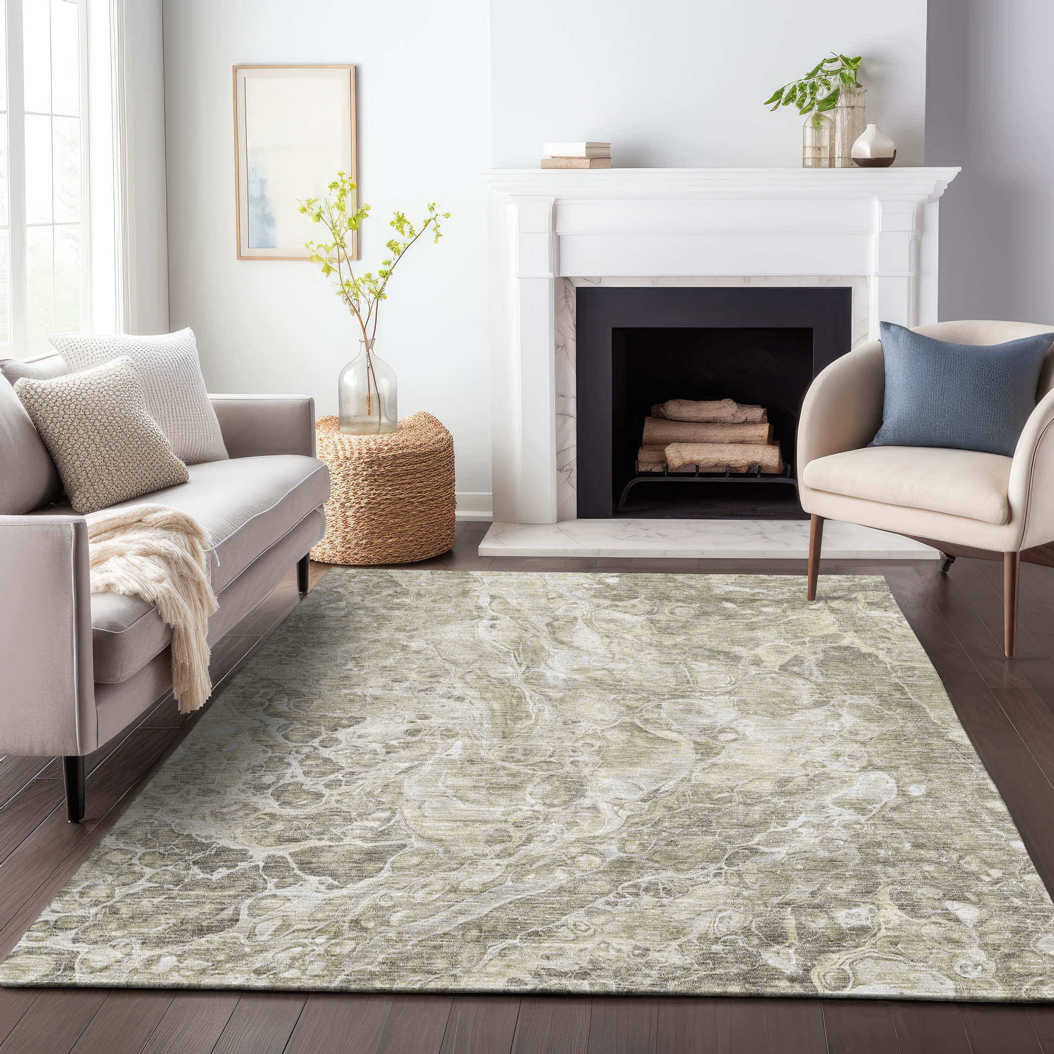 Addison Rugs Mayfield Washable Transitional Abstract Tan Rectangle Rug ...