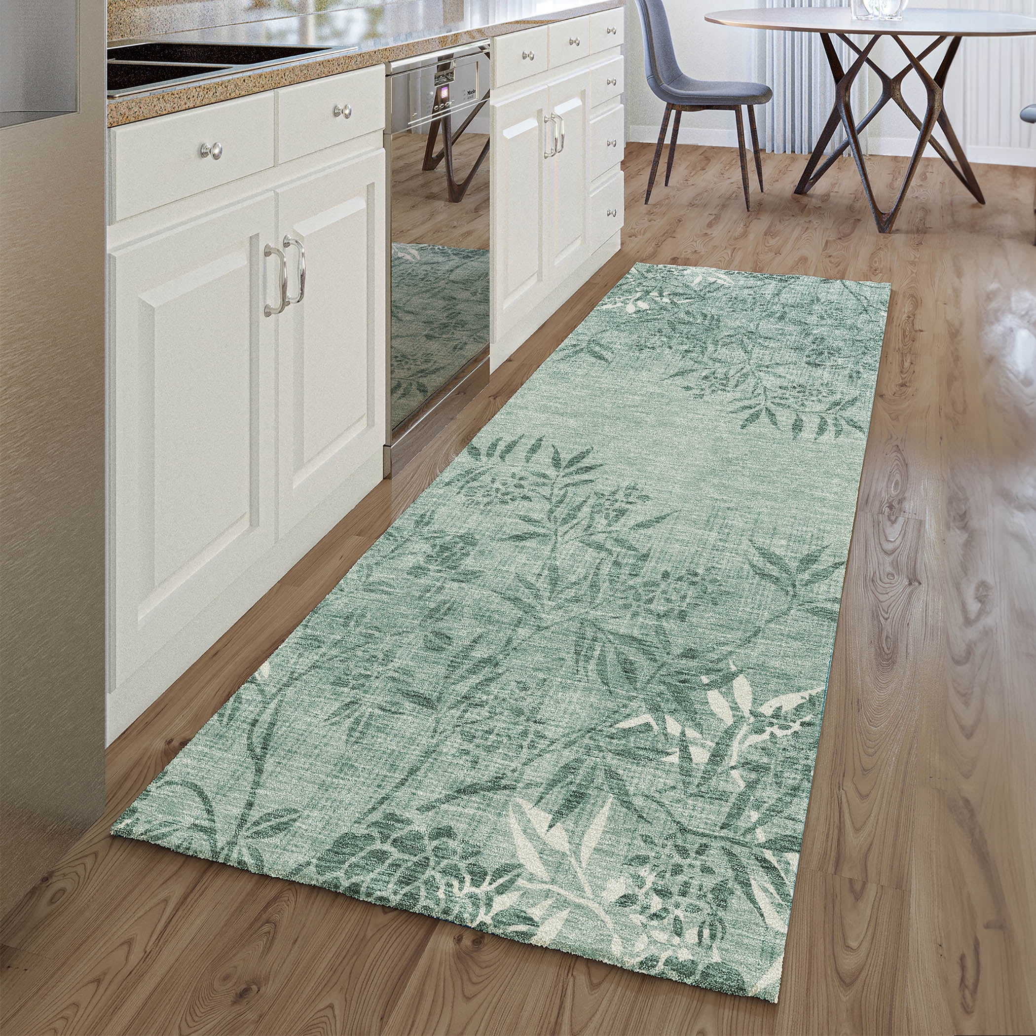 Addison Rugs Mayfield Washable Transitional Floral Sage Runner Rug, 2'3 ...