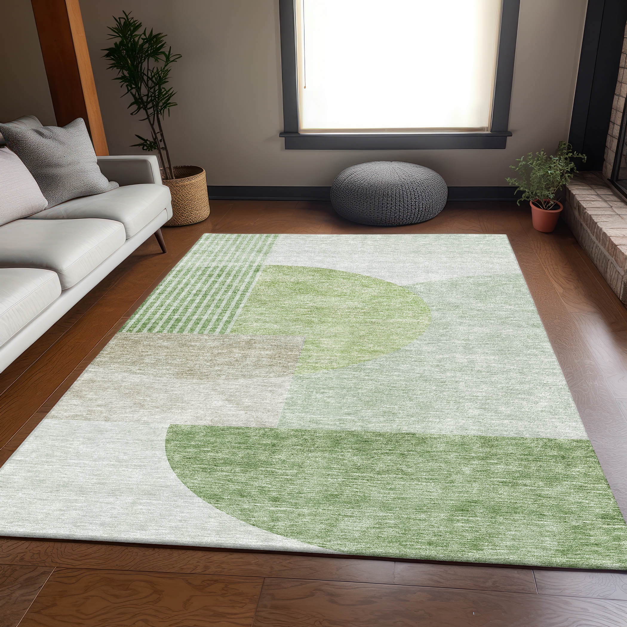 Addison Rugs Mayfield Washable Transitional Modern Olive Rectangle Rug ...