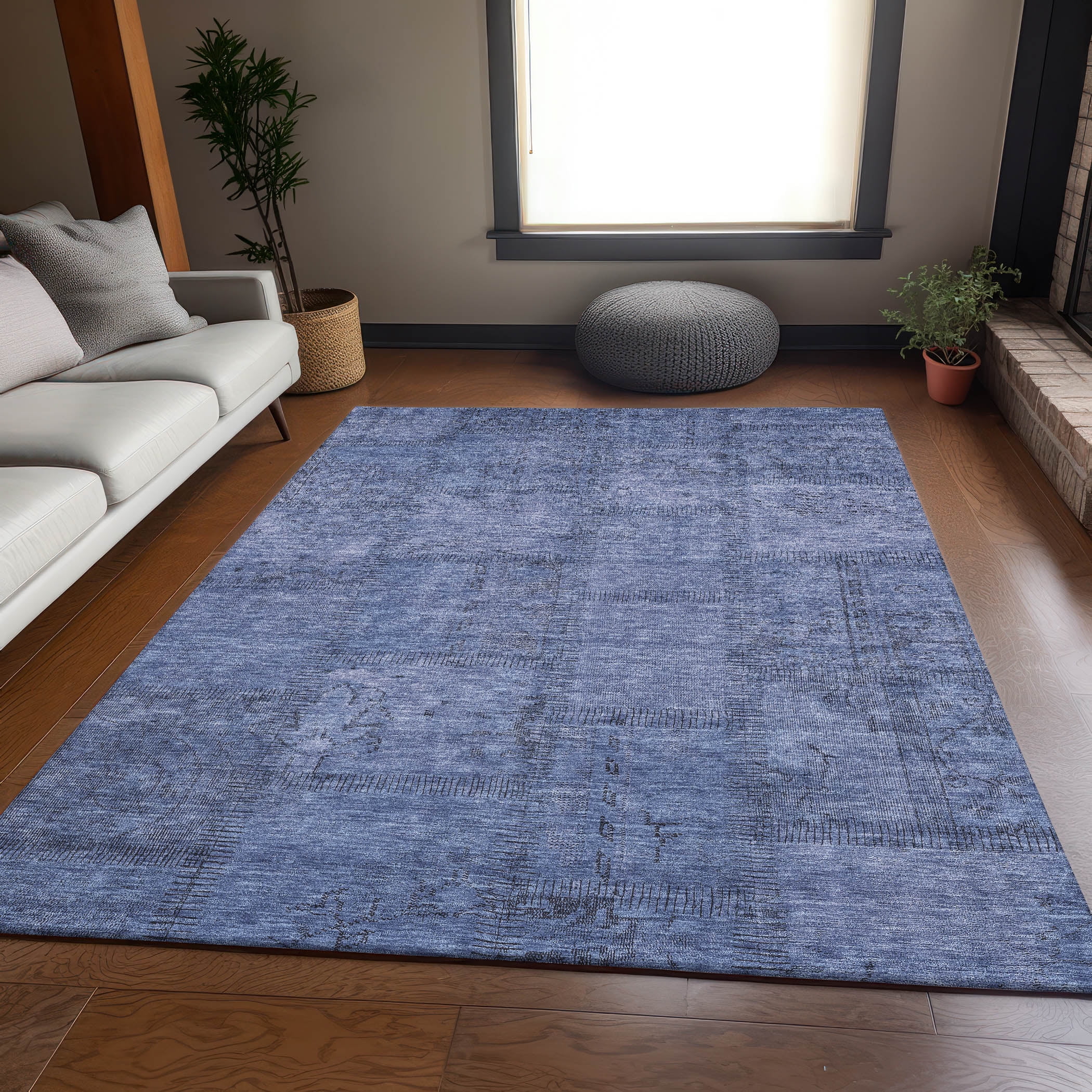 Addison Rugs Mayfield Washable Transitional Patchwork Blue Rectangle ...