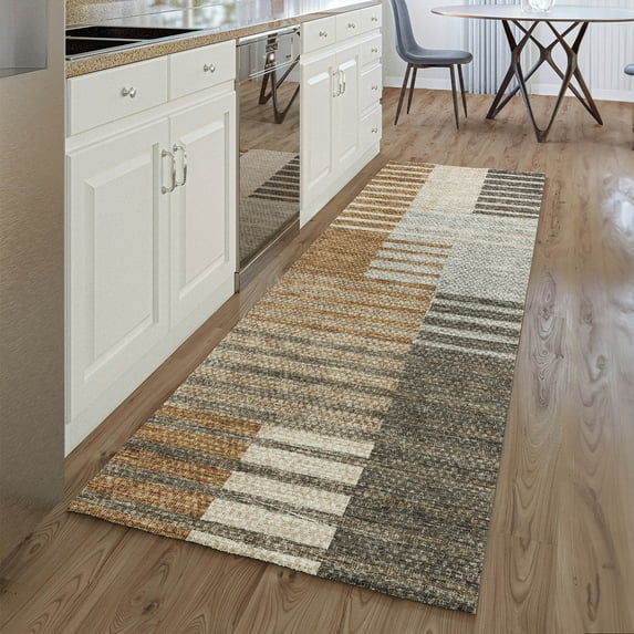 Addison Rugs Mayfield Washable Transitional Striped Paprika Runner Rug ...