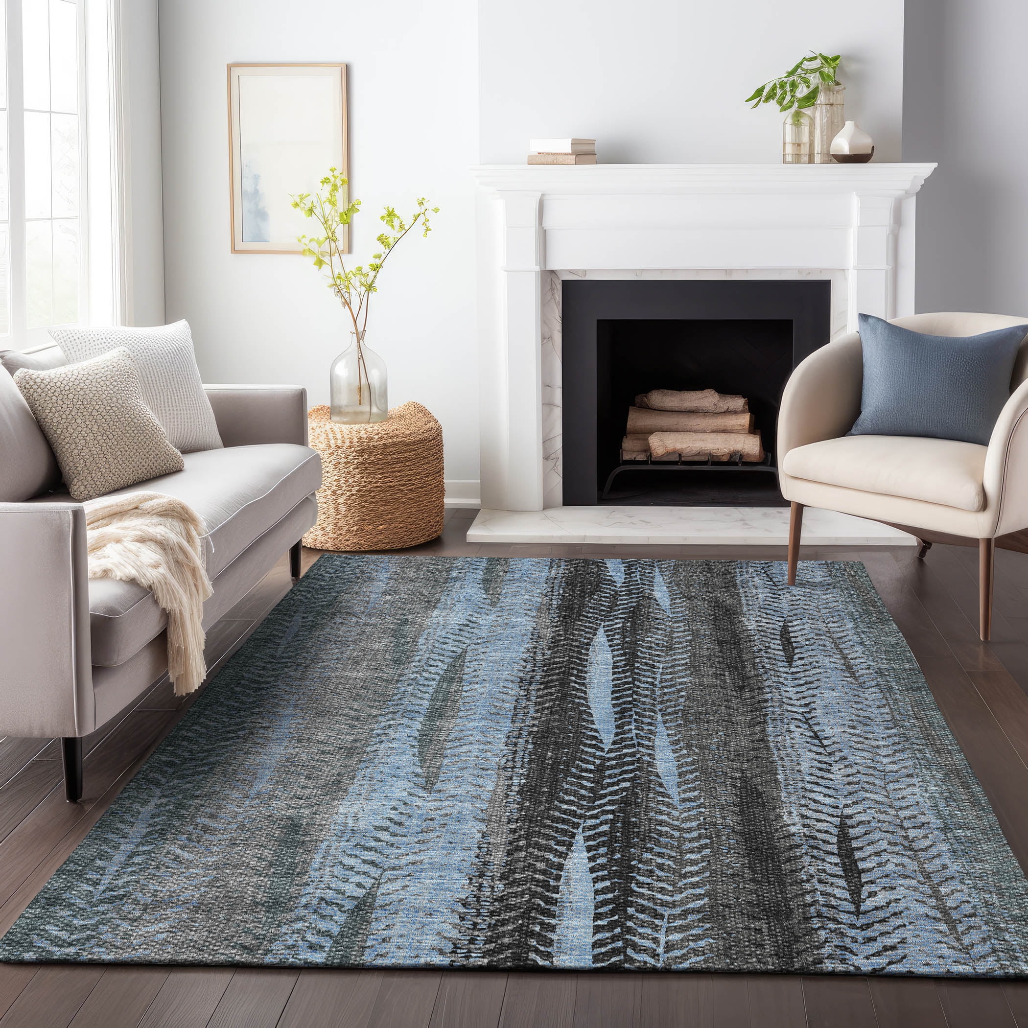 Addison Rugs Mayfield Washable Transitional Stripes Blue Rectangle Rug ...
