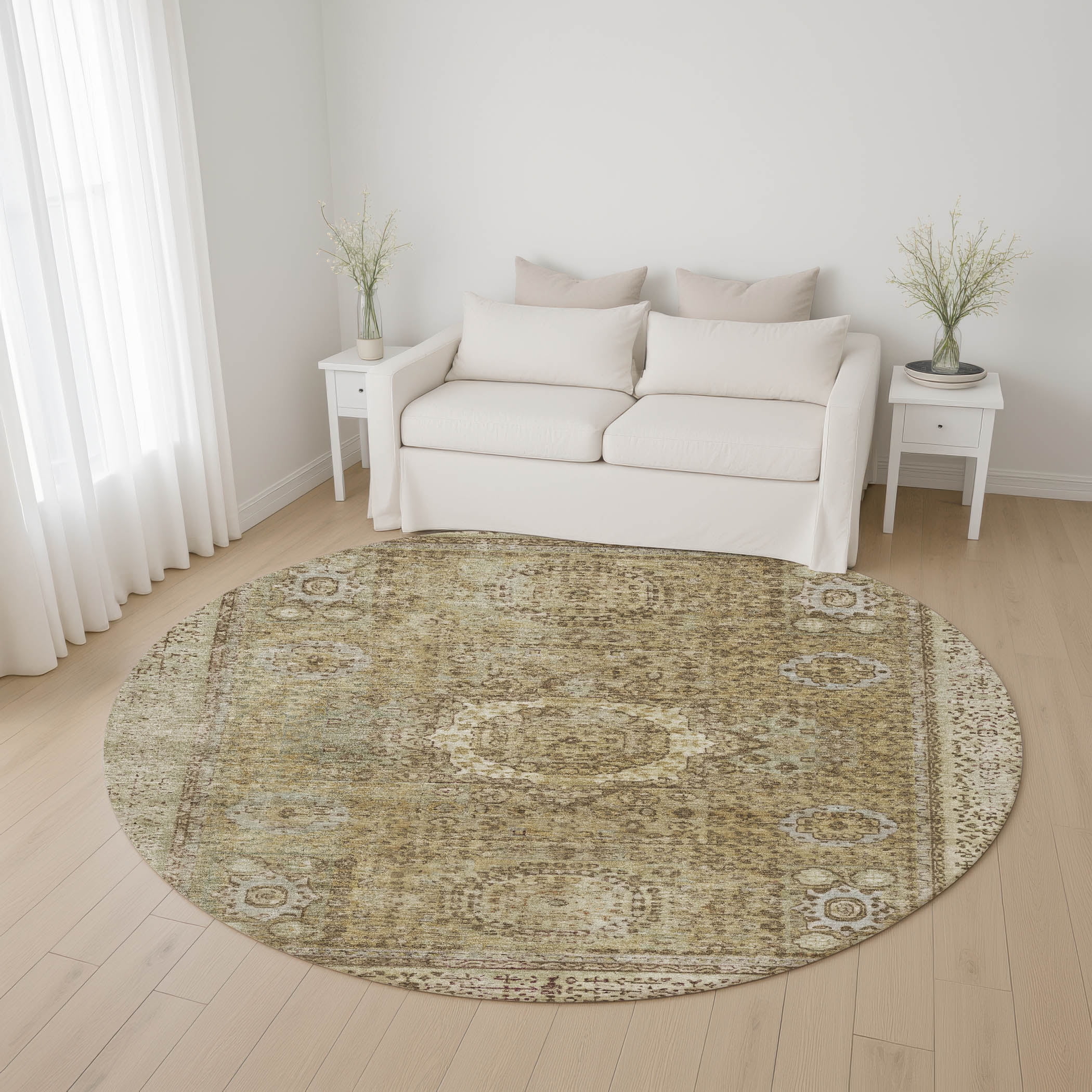 Addison Rugs Mayfield Premium Machine Washable Traditional Border Brown ...