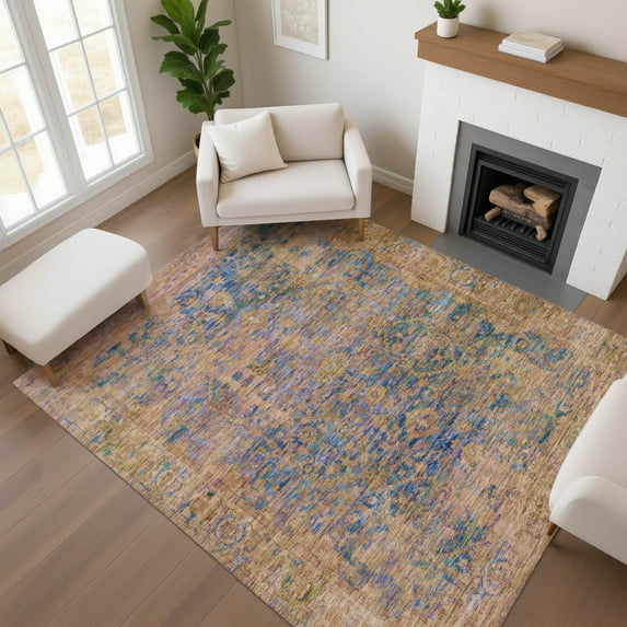 Addison Rugs Mayfield Premium Machine Washable Traditional Border Navy ...
