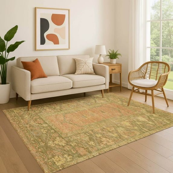 Addison Rugs Mayfield Premium Machine Washable Traditional Global Coral ...