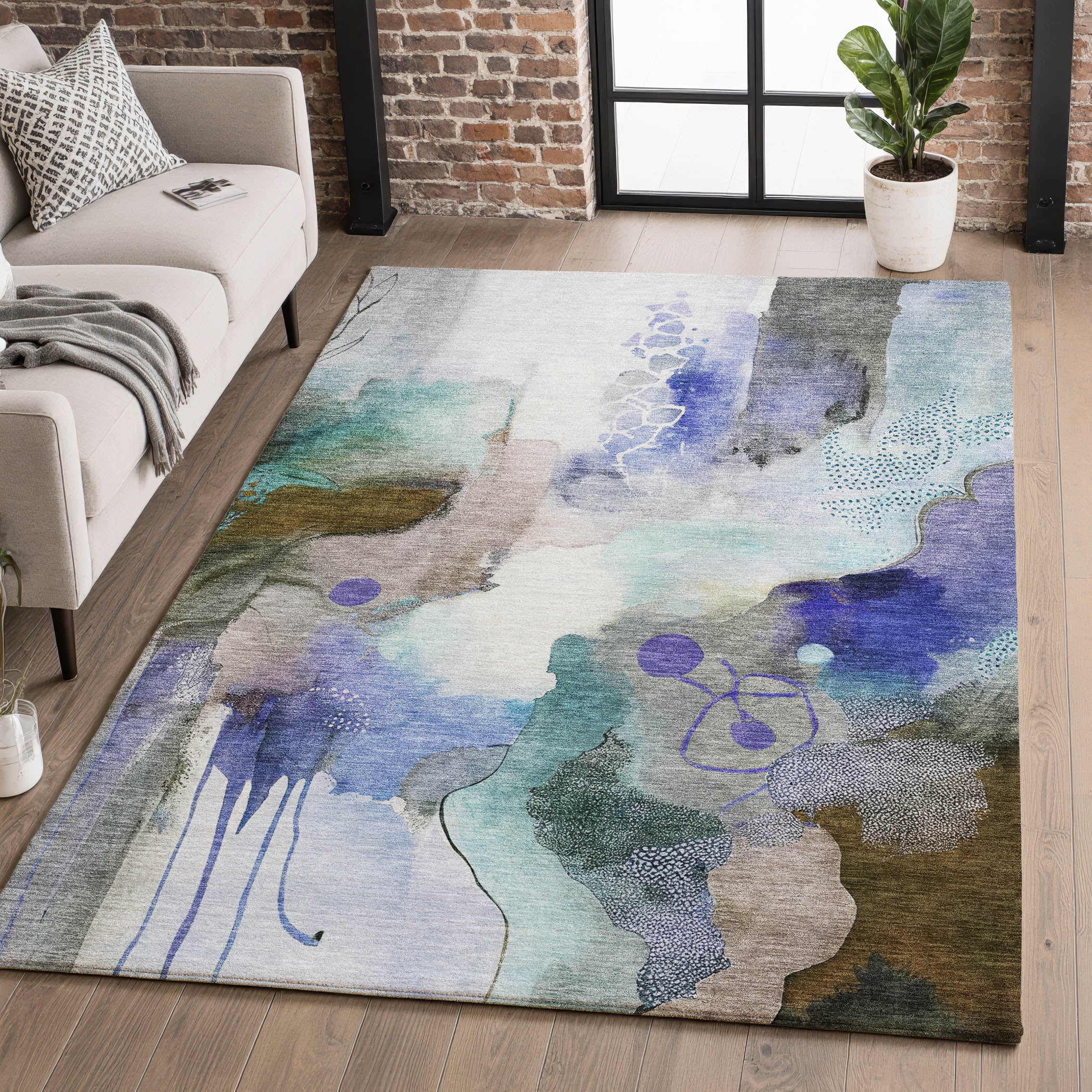 Addison Rugs Mayfield Premium Machine Washable Transitional Abstract ...