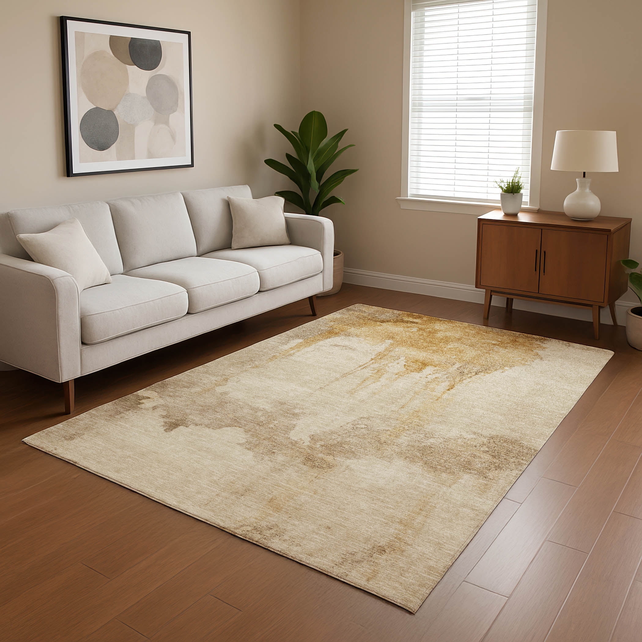 Addison Rugs Mayfield Premium Machine Washable Transitional Modern Gold ...