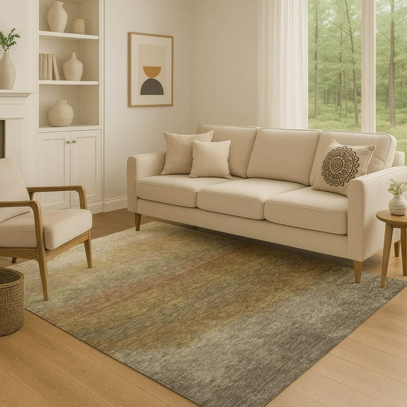 Addison Rugs Mayfield Premium Machine Washable Transitional Ombre Taupe ...