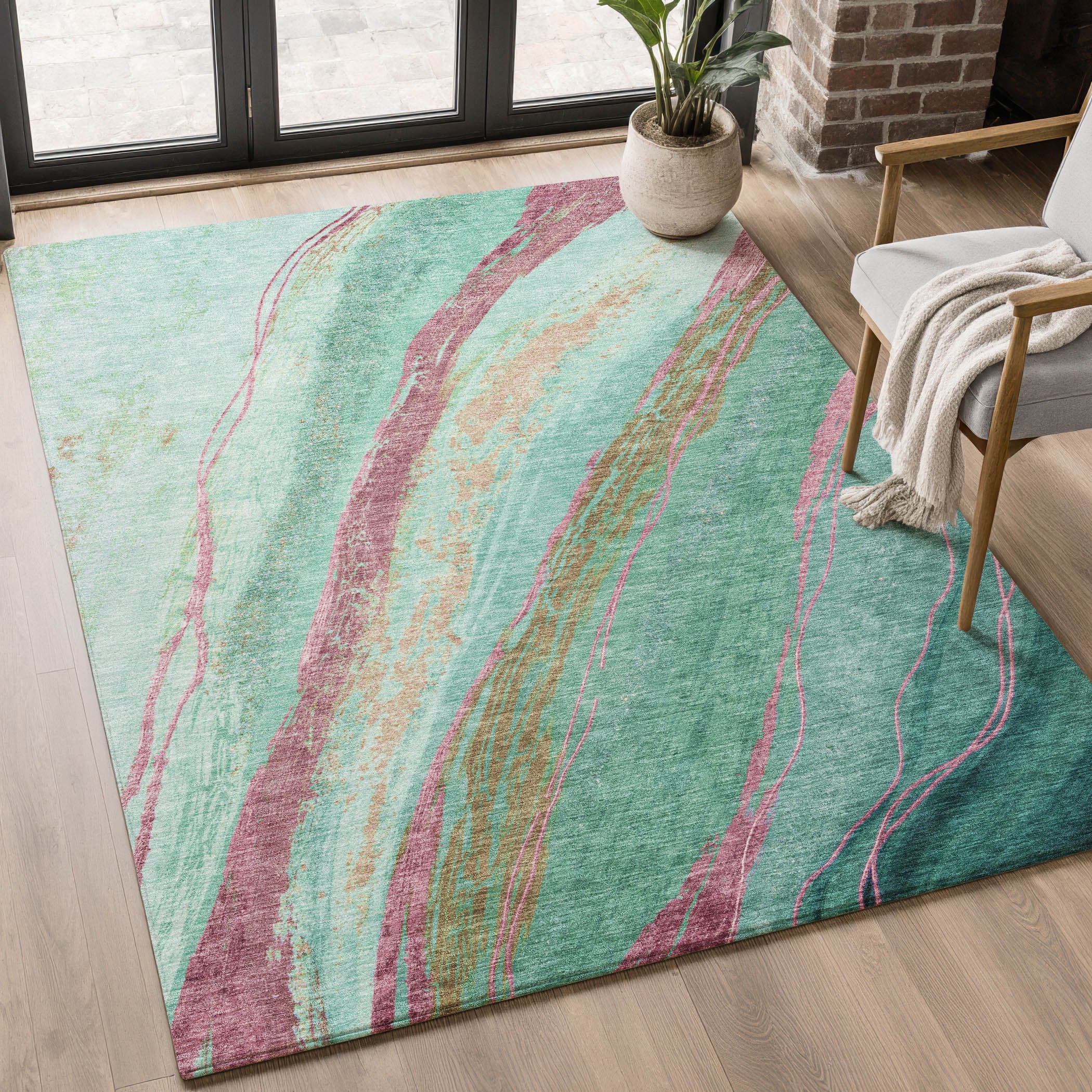 Addison Rugs Mayfield Premium Machine Washable Transitional Swirls ...