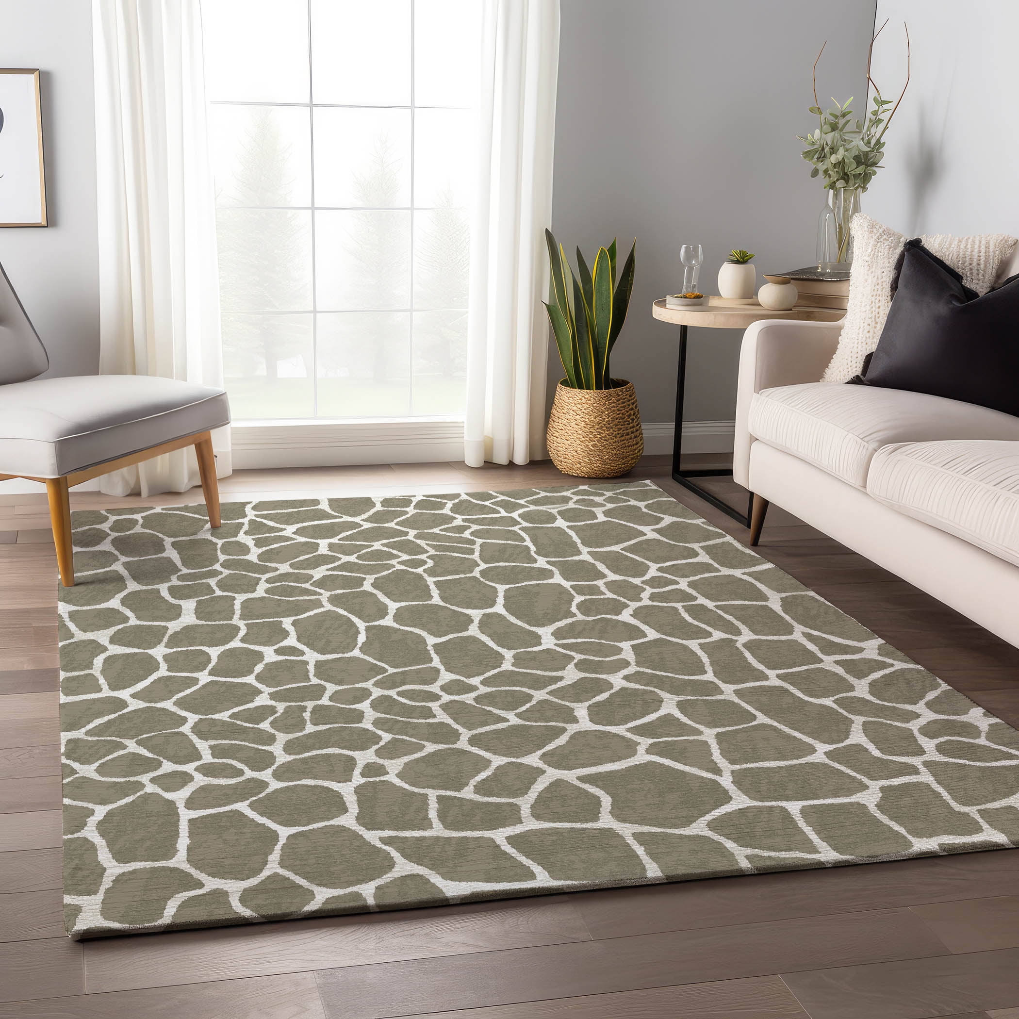 Addison Rugs Mayfield Washable Animal Skin Pattern Giraffe Taupe ...