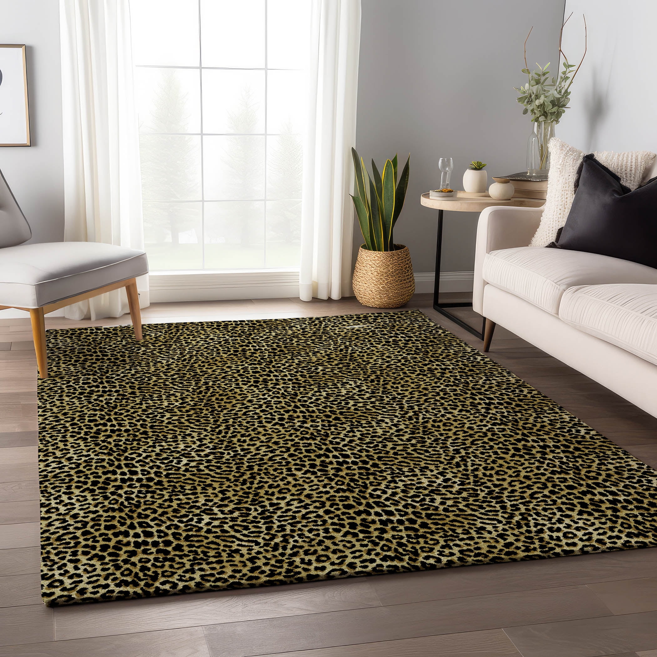 Addison Rugs Mayfield Washable Animal Skin Pattern Leopard Gilded ...