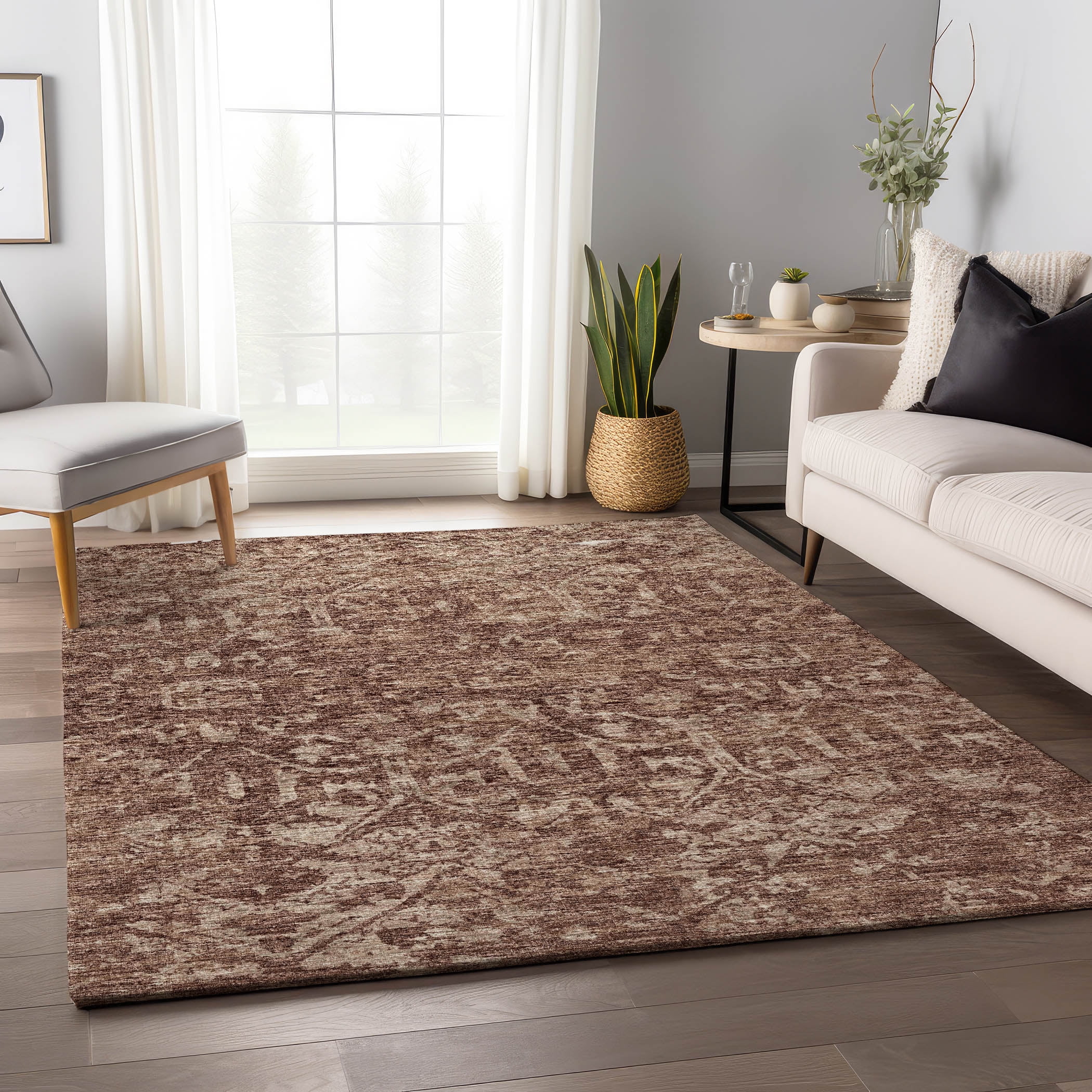 Addison Rugs Mayfield Washable Traditional Serpentine Chocolate ...