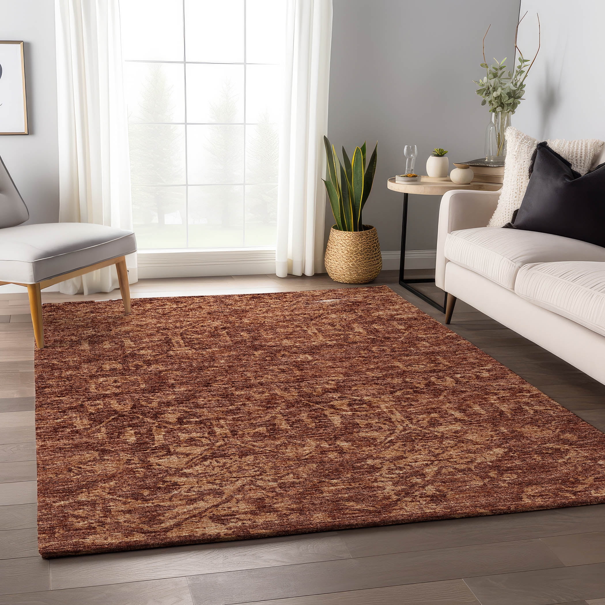 Addison Rugs Mayfield Washable Traditional Serpentine Clay Rectangle ...
