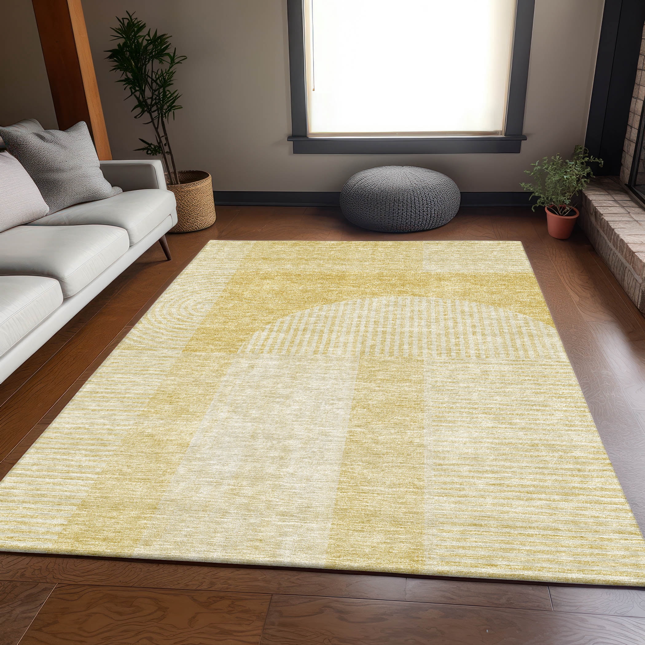 Addison Rugs Mayfield Washable Transitional Art Deco Gold Rectangle Rug ...