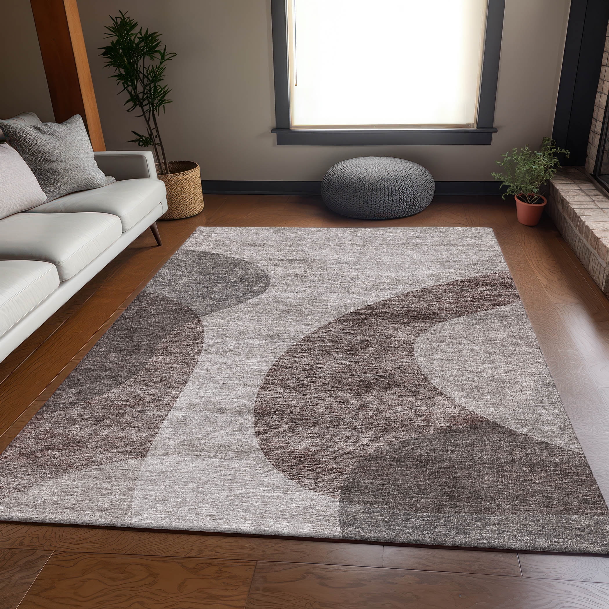 Addison Rugs Mayfield Washable Transitional Art Deco Mocha Rectangle ...