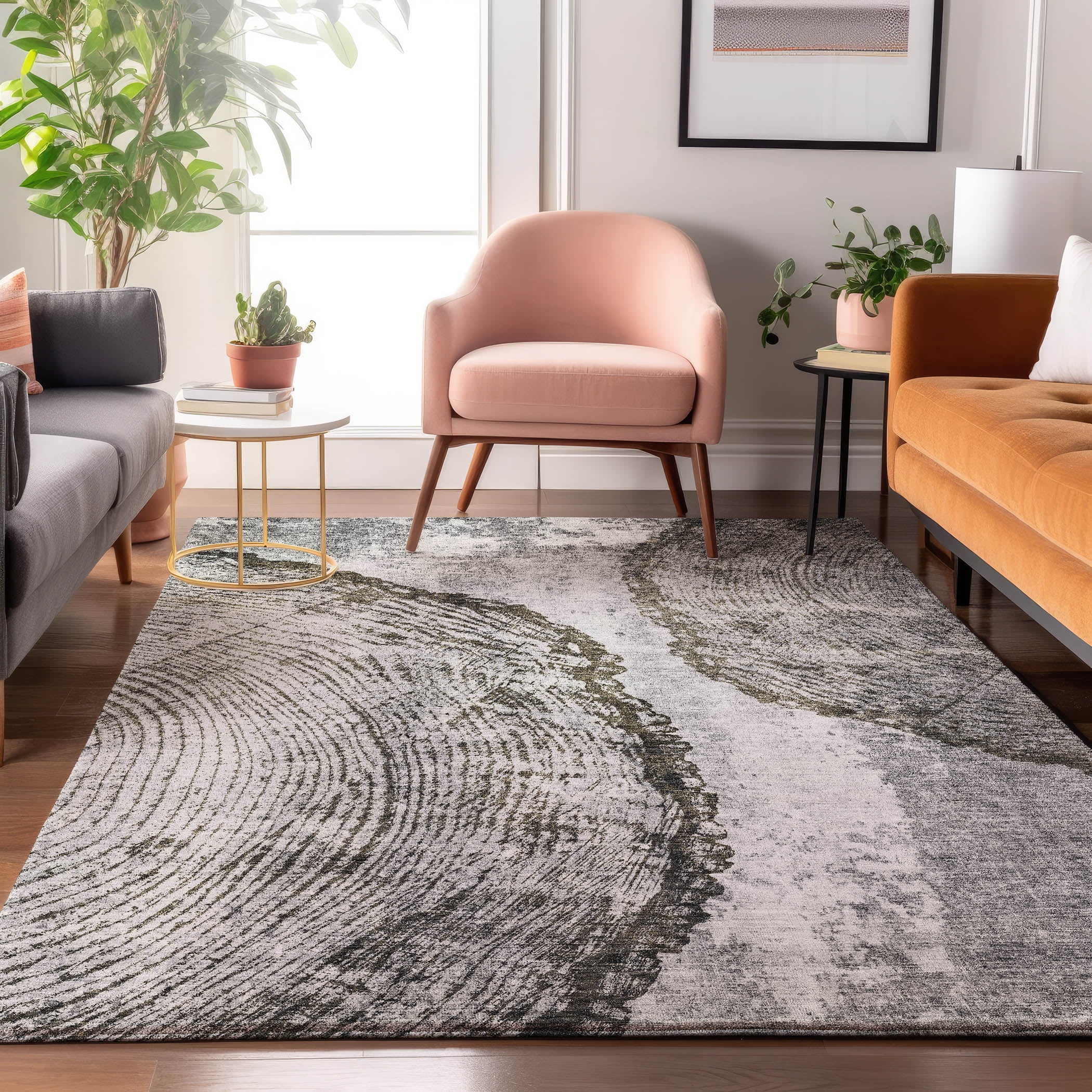Addison Rugs Mayfield Washable Transitional Organic Gray Rectangle Rug ...