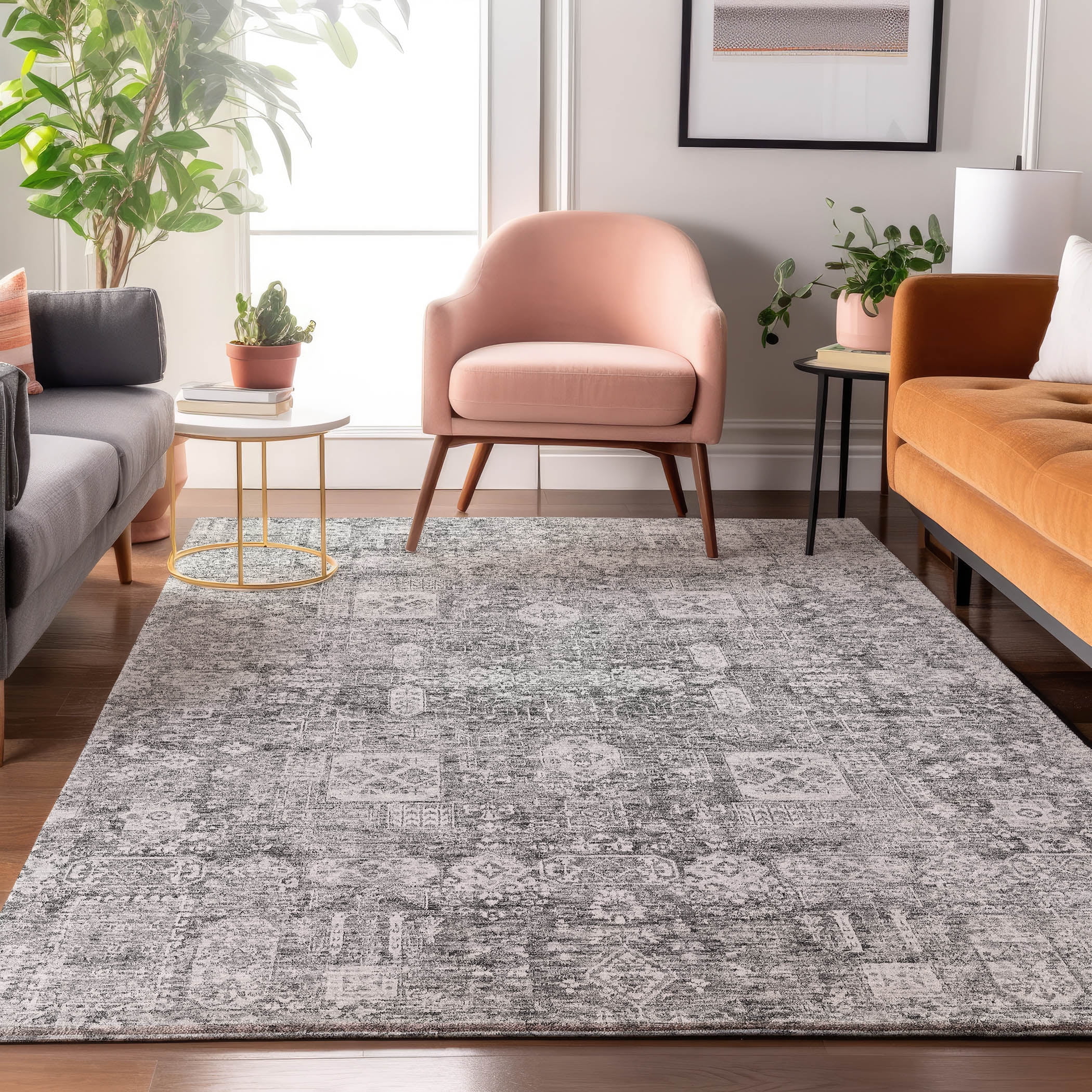 Addison Rugs Mayfield Washable Transitional Panel Gray Rectangle Rug, 2 ...