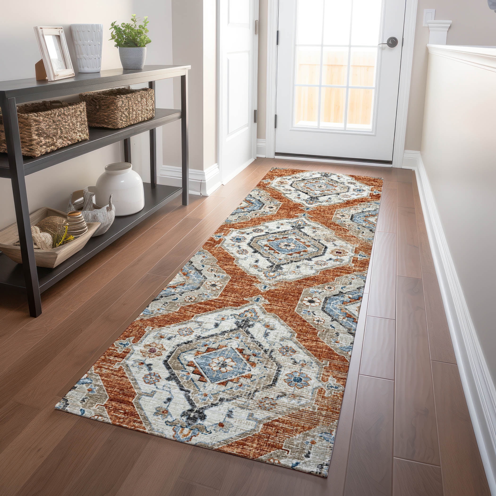 Addison Rugs Mayfield Washable Traditional Tribal Clay Runner Rug, 2'3 ...