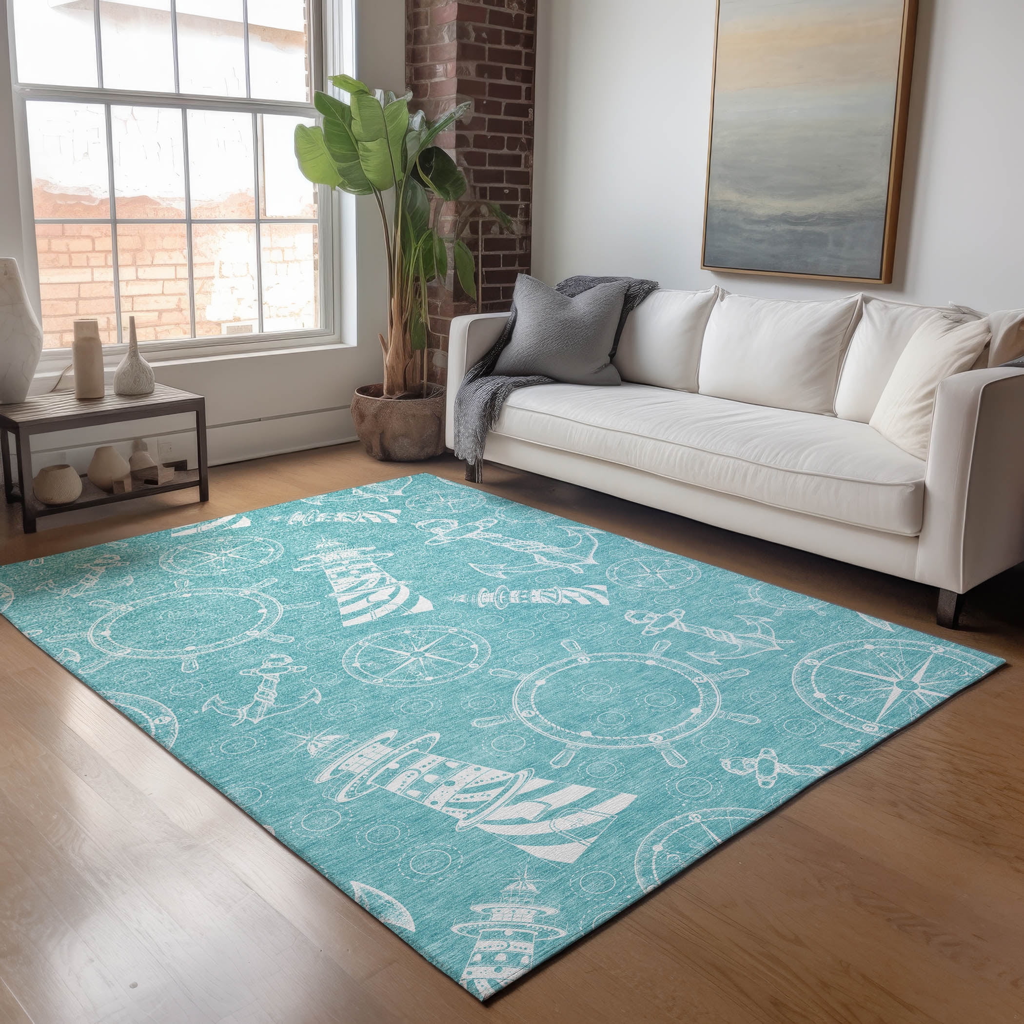 Addison Rugs Premium Washable Super Soft Coastal Lighthouse Mayfield ...