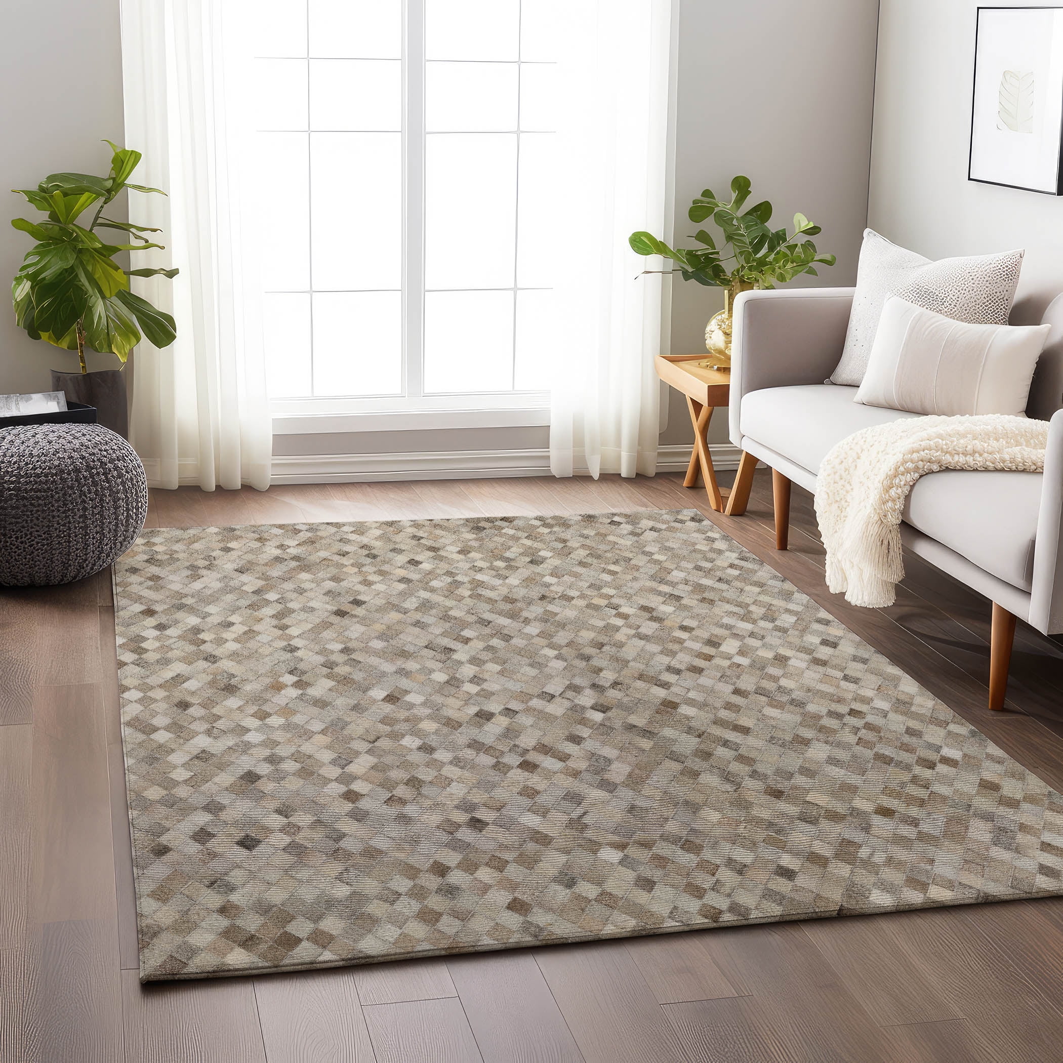 Addison Rugs Mayfield Washable Cowhide Small Diamonds Gray Rectangle ...