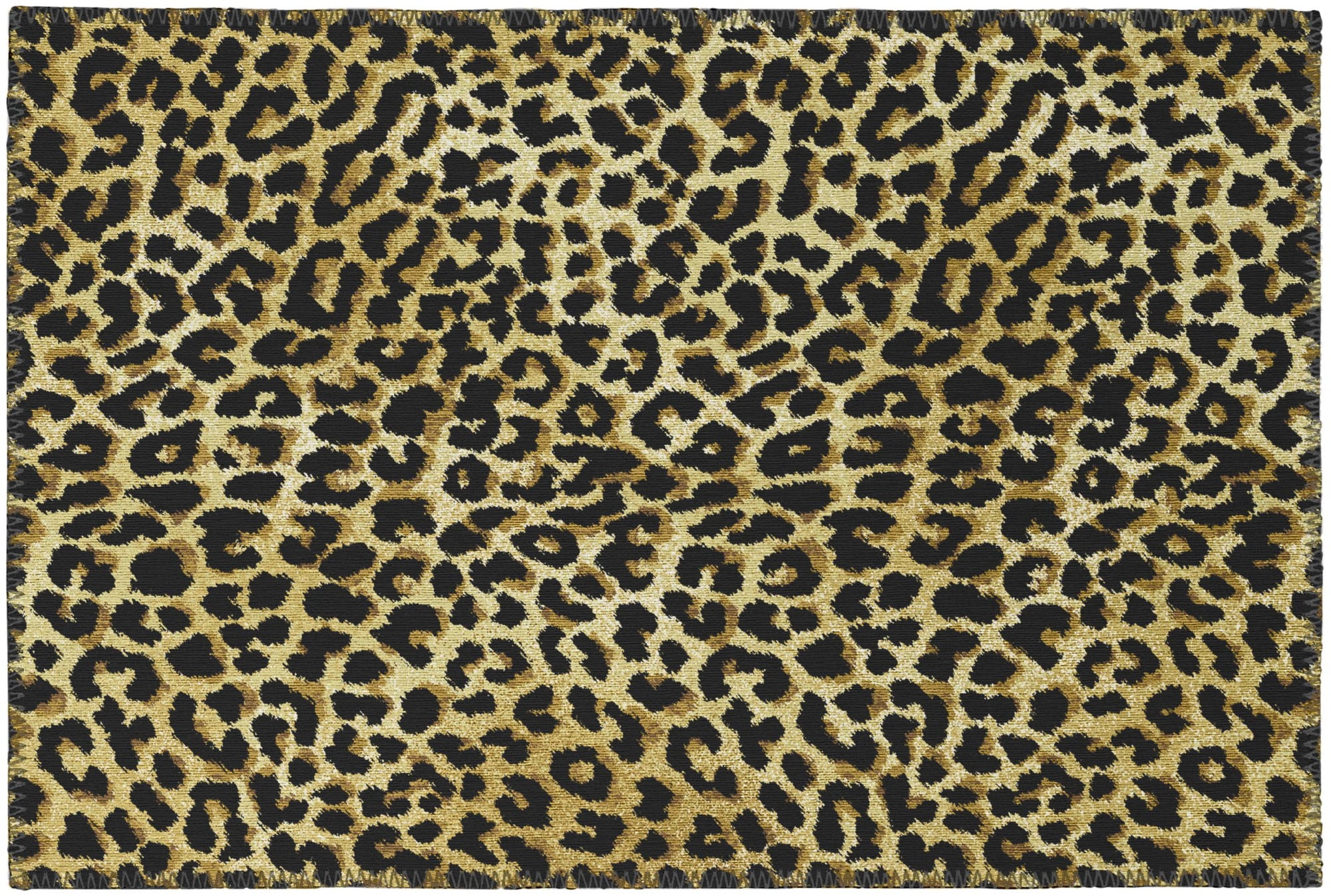 Safari Gold and Black Leopard Animal Print 1'8" x 2'6" Non-Skid Accent ...