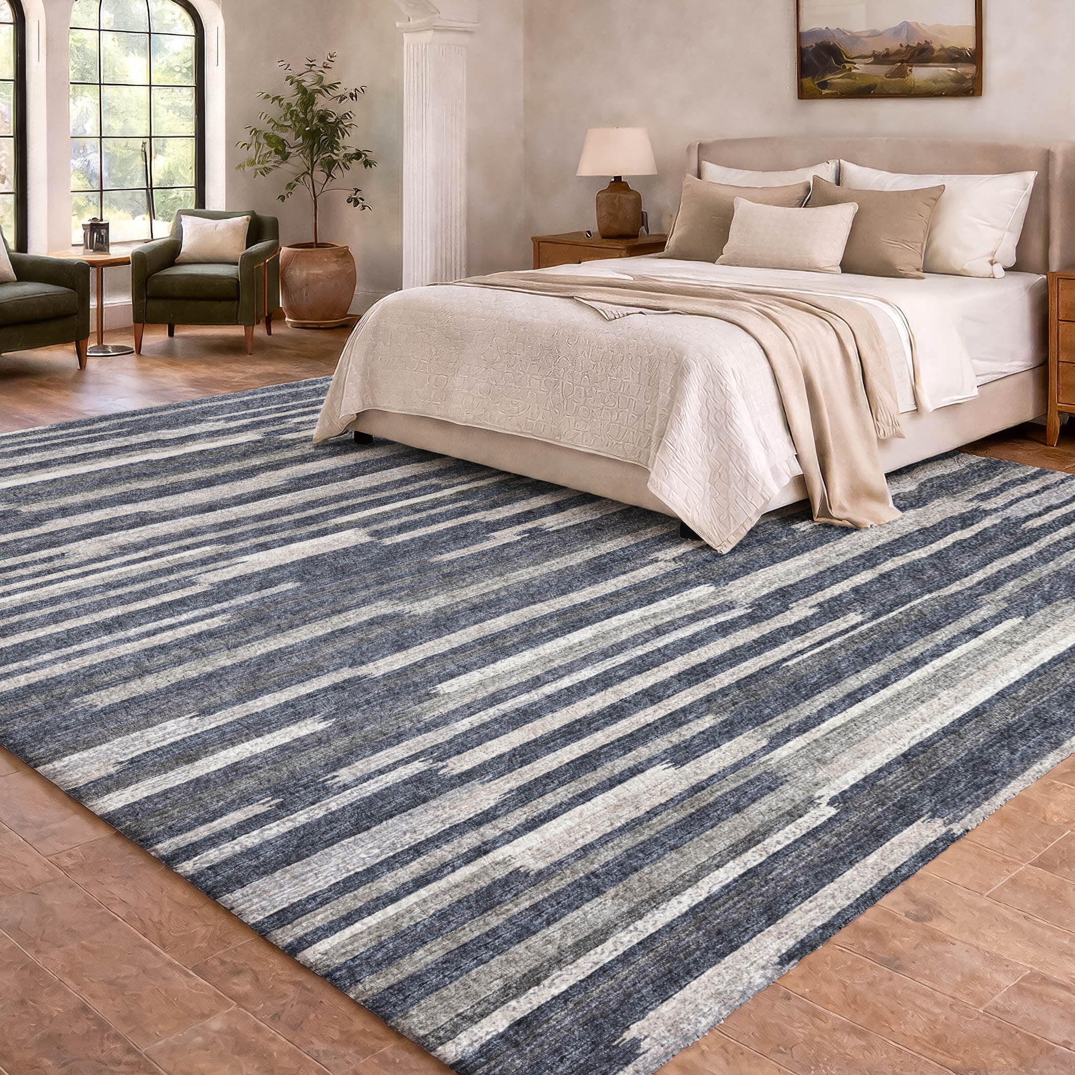 Addison Rugs Dream Shag Premium Machine Washable Transitional Stripes ...