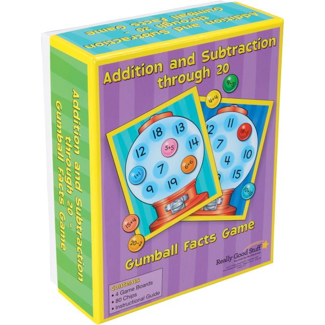Addition And Subtraction Through 20 Gumball Facts Game - 4 mats, 80 ...