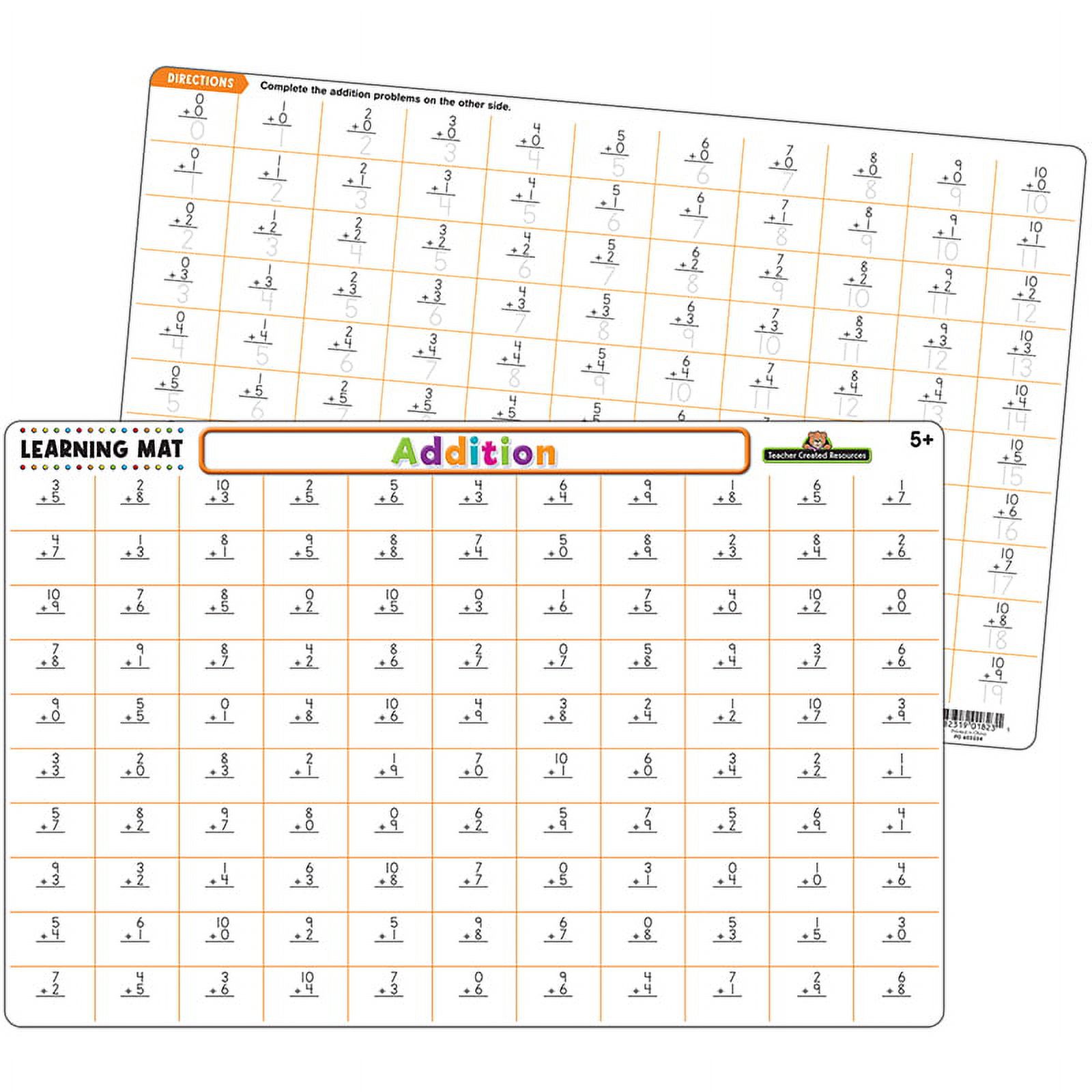 Addition Learning Mat | Bundle of 2 Each - Walmart.com