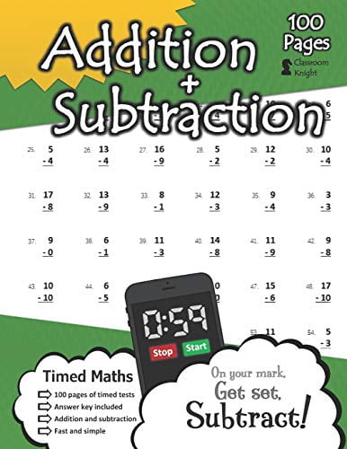 Pre-Owned Addition + Subtraction: 100 Practice Pages - Timed Tests ...