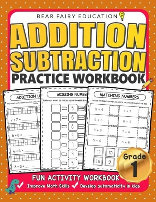 Pre-Owned Addition Subtraction Practice Workbook, Grade 1 Math Workbook ...