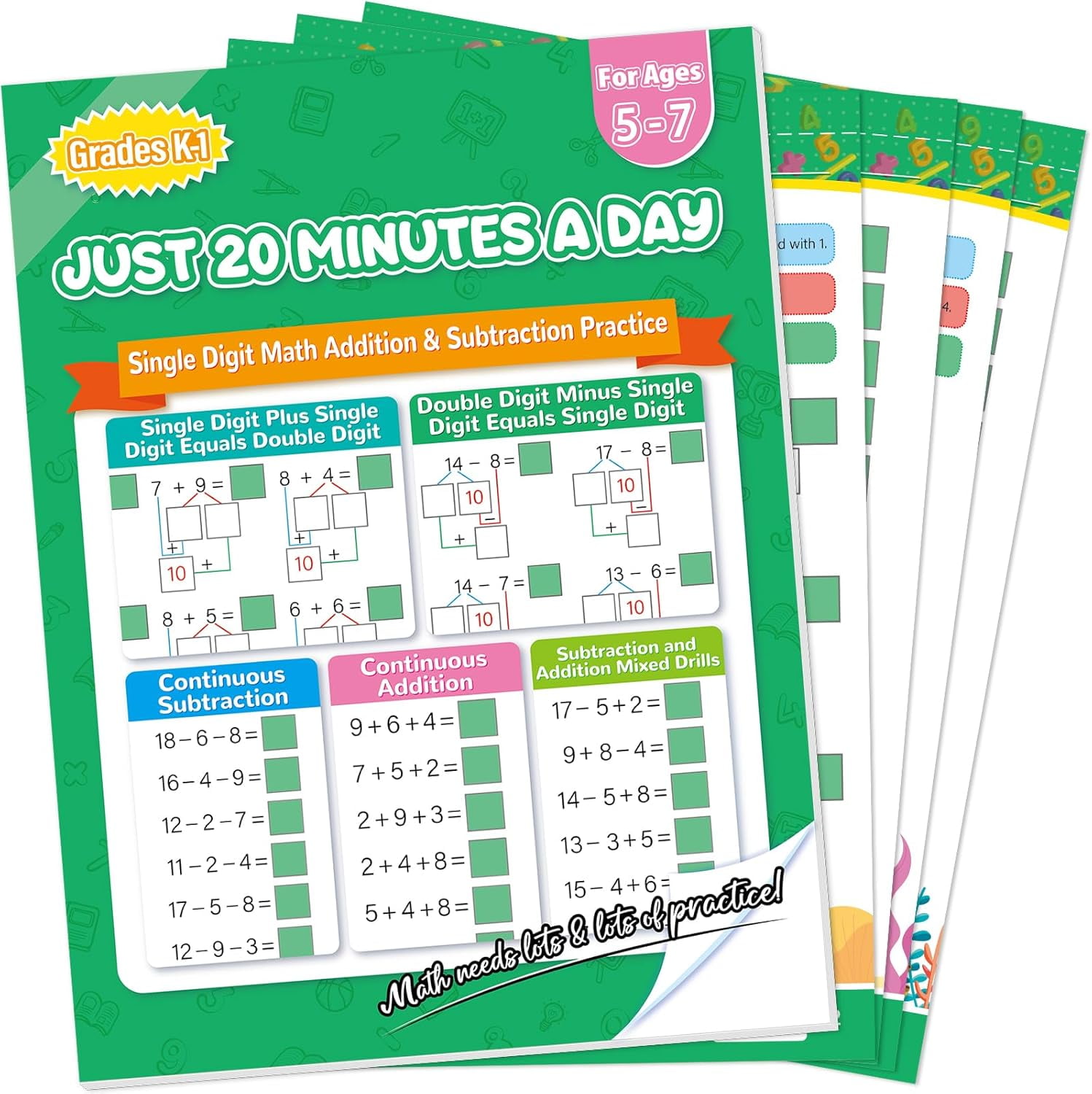 Addition and Subtraction Practice Worksheets Single&Double Digit Math ...