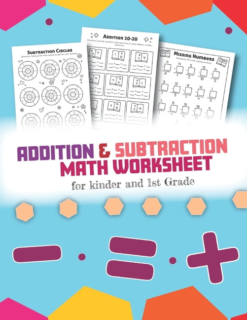 Addition and Subtraction Math Worksheet for Kinder and 1st grade: Over ...