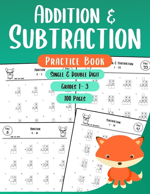 Addition and Subtraction Practice Book: Single and Double Digit Math ...