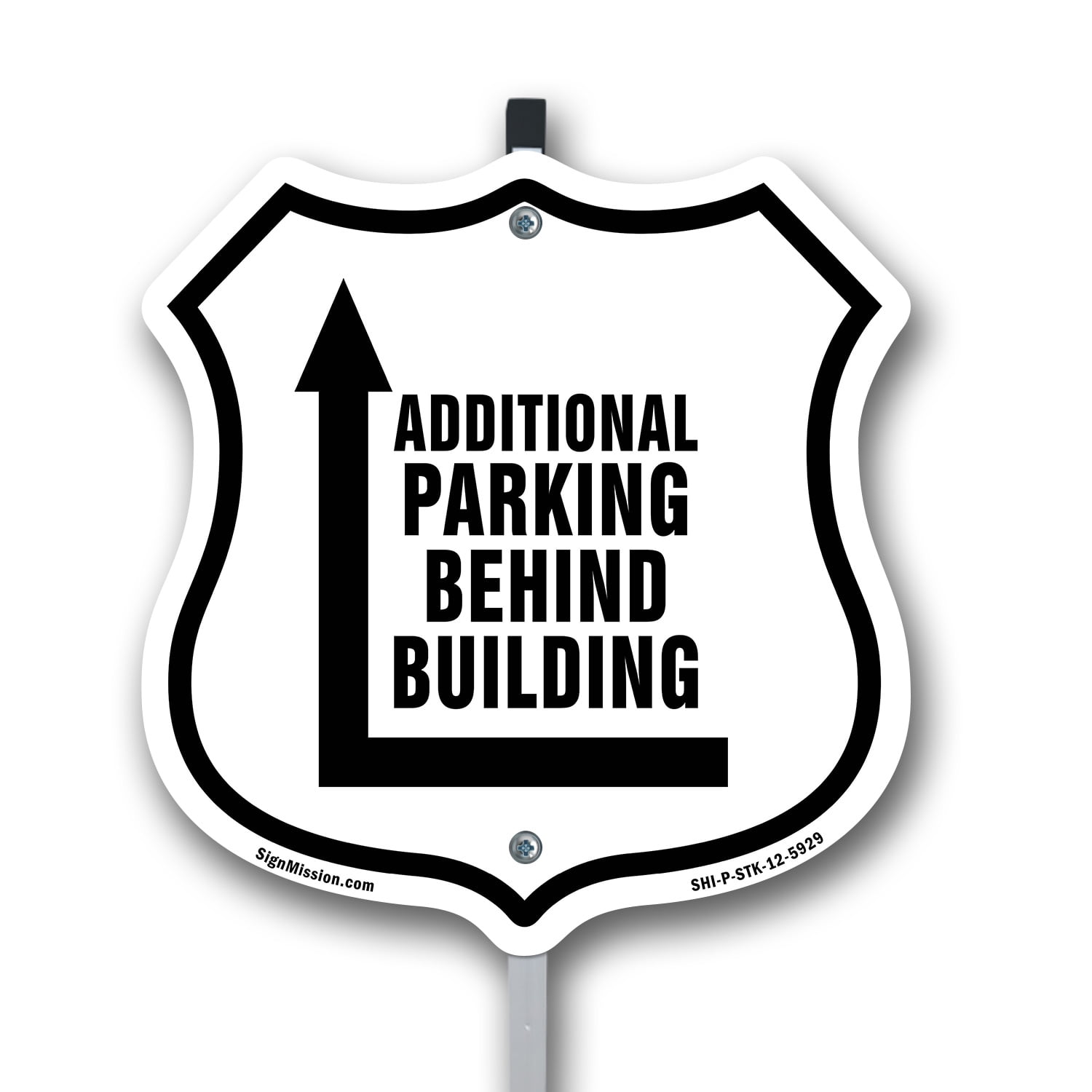 Additional Parking Behind Building 12 inch X 12 inch Shield Shaped ...