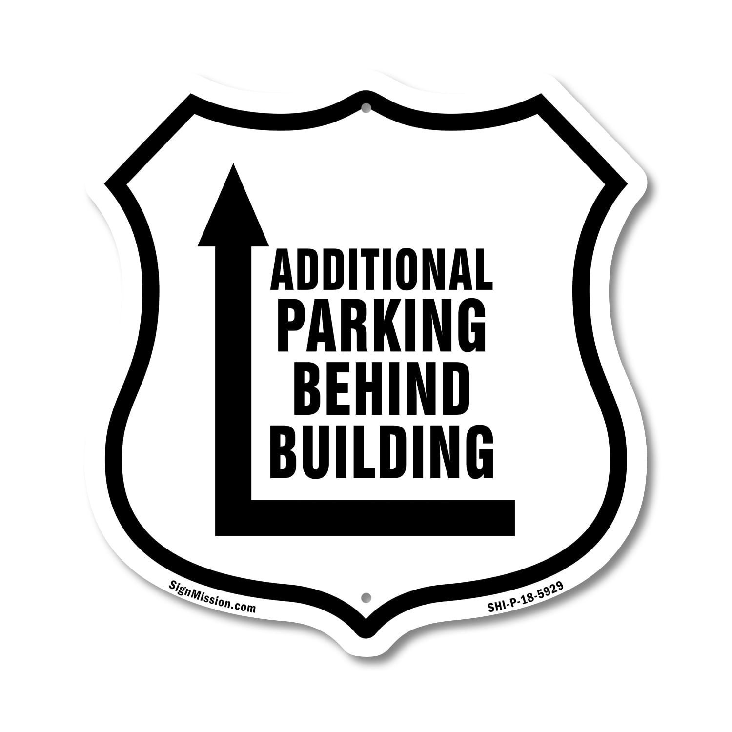 Additional Parking Behind Building 12 inch X 12 inch Shield-Shaped Rust ...
