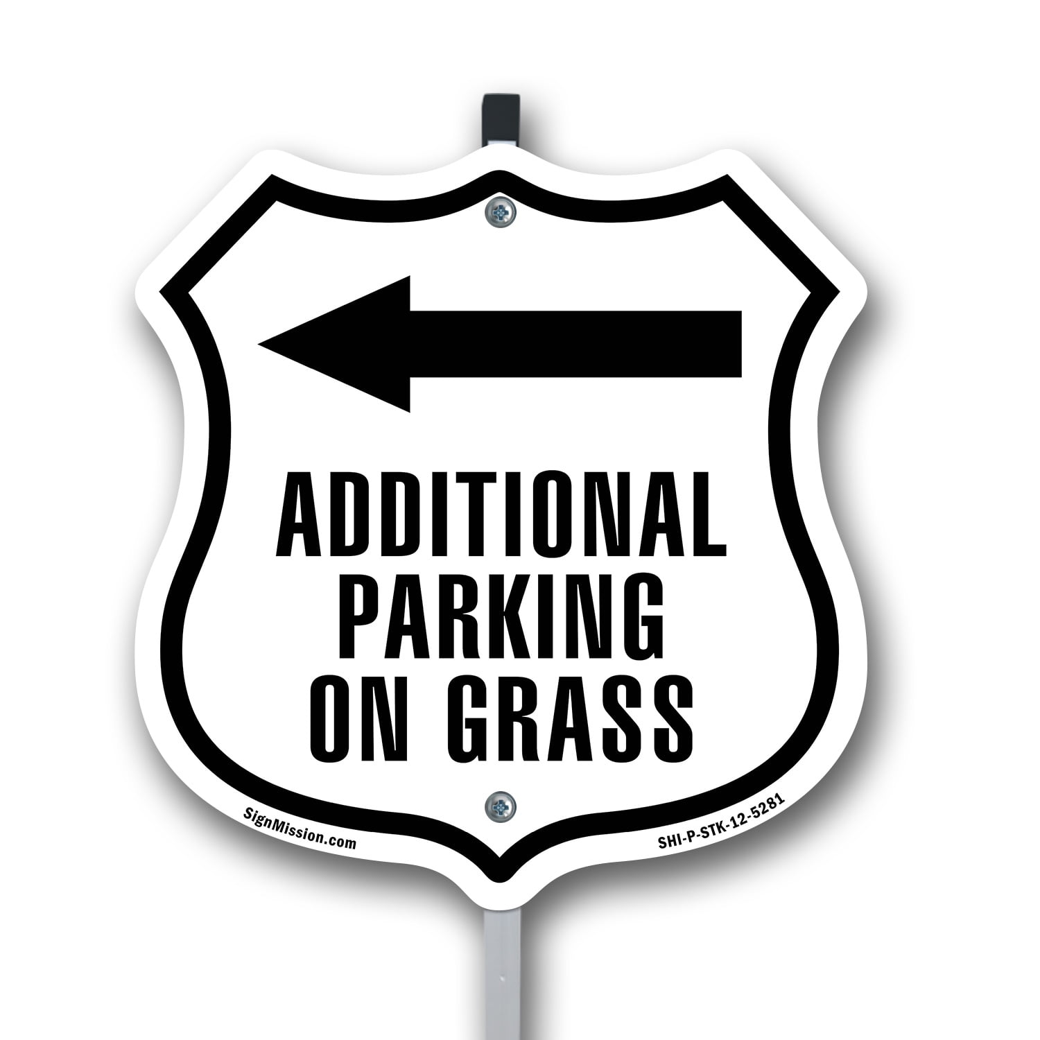 Additional Parking On Grass Left 12 inch X 12 inch Shield Shaped Rust ...