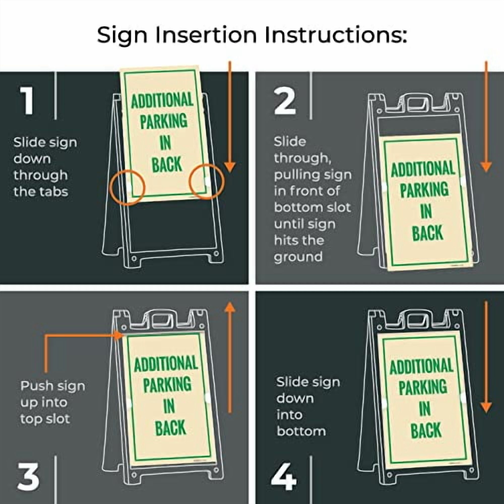 Additional Parking In Back Sidewalk Sign Kit, 18x24 Inches, With A ...