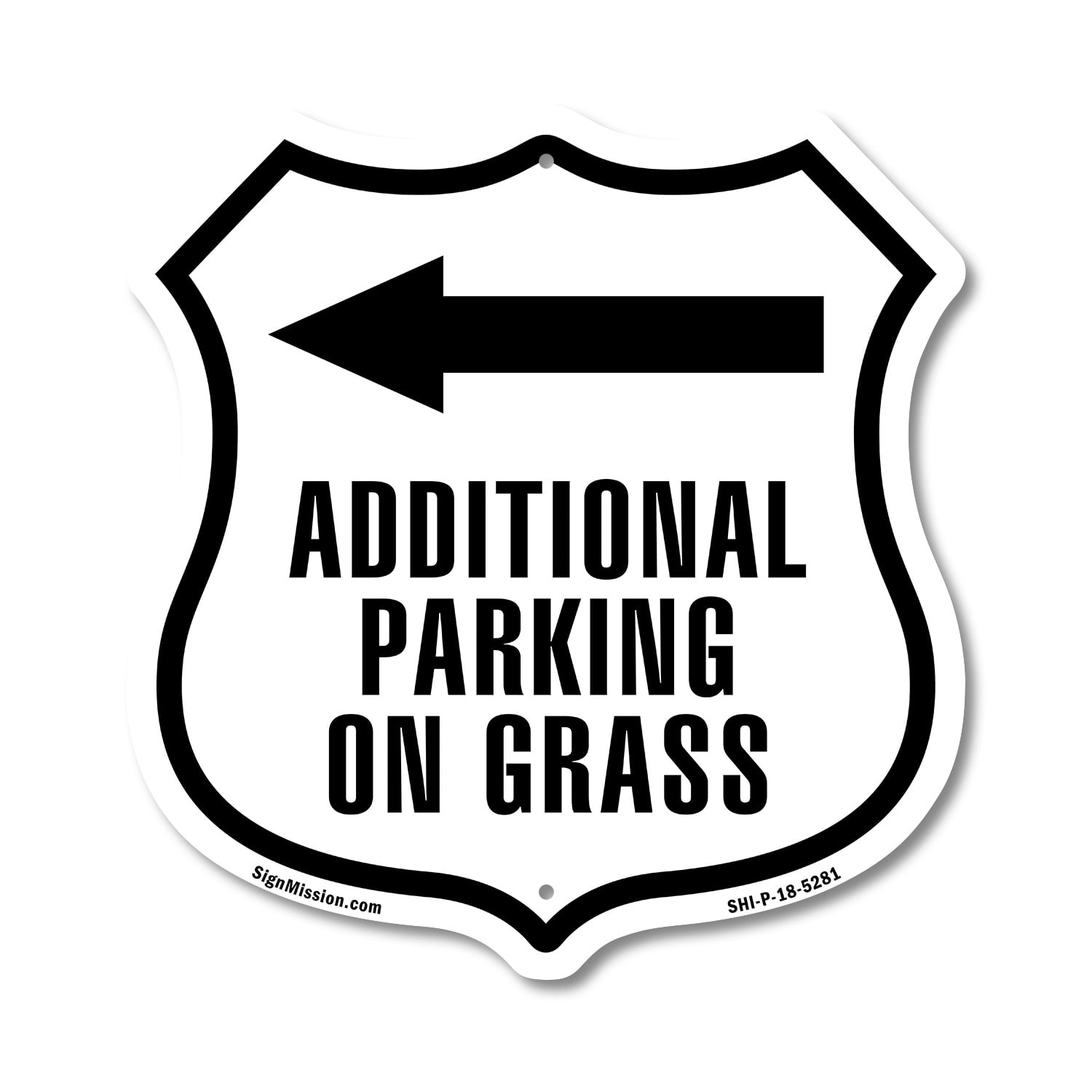 Additional Parking On Grass Left 12 inch X 12 inch Shield-Shaped Rust ...