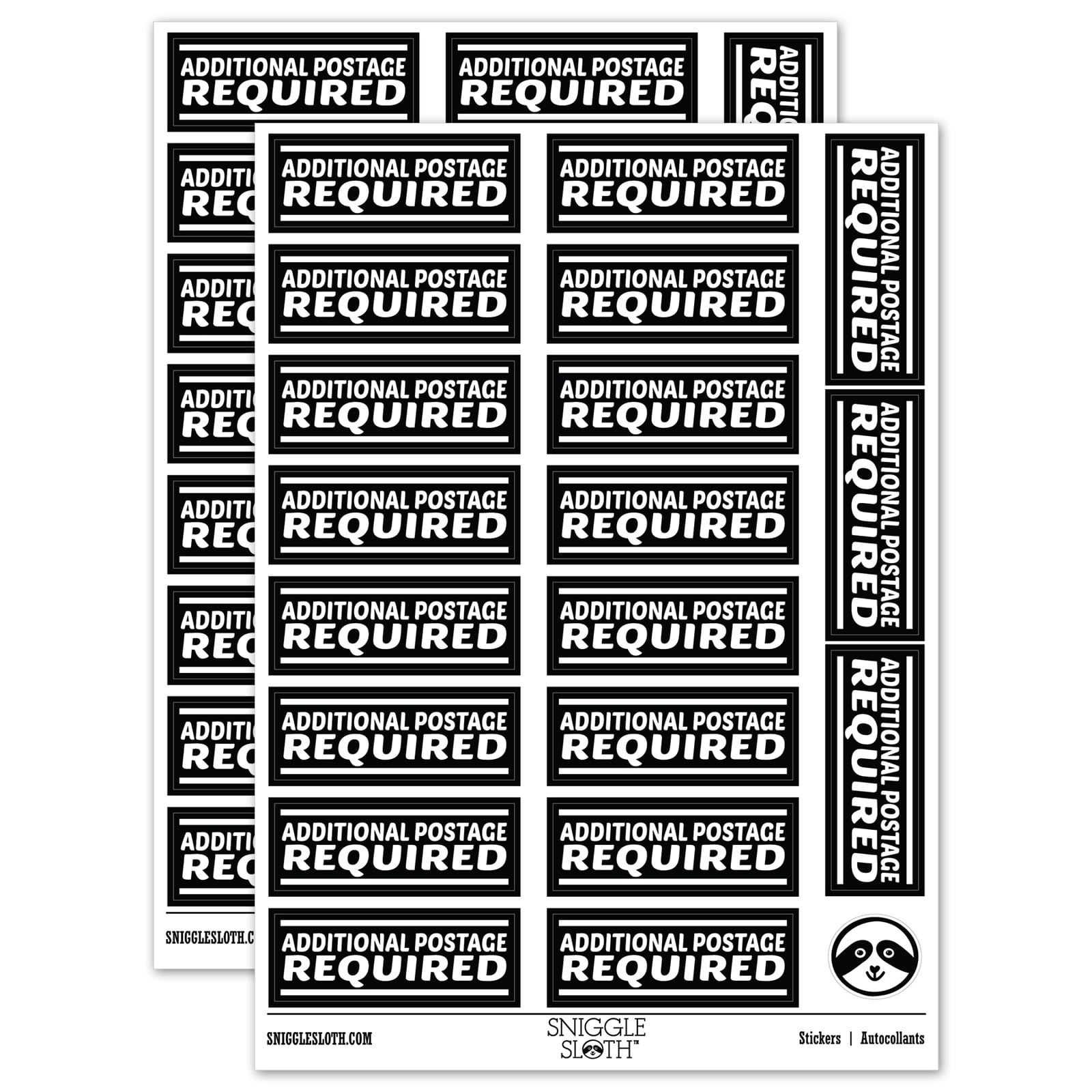 Additional Postage Required Mail Sticker Set - Black - Matte Finish - 2 ...