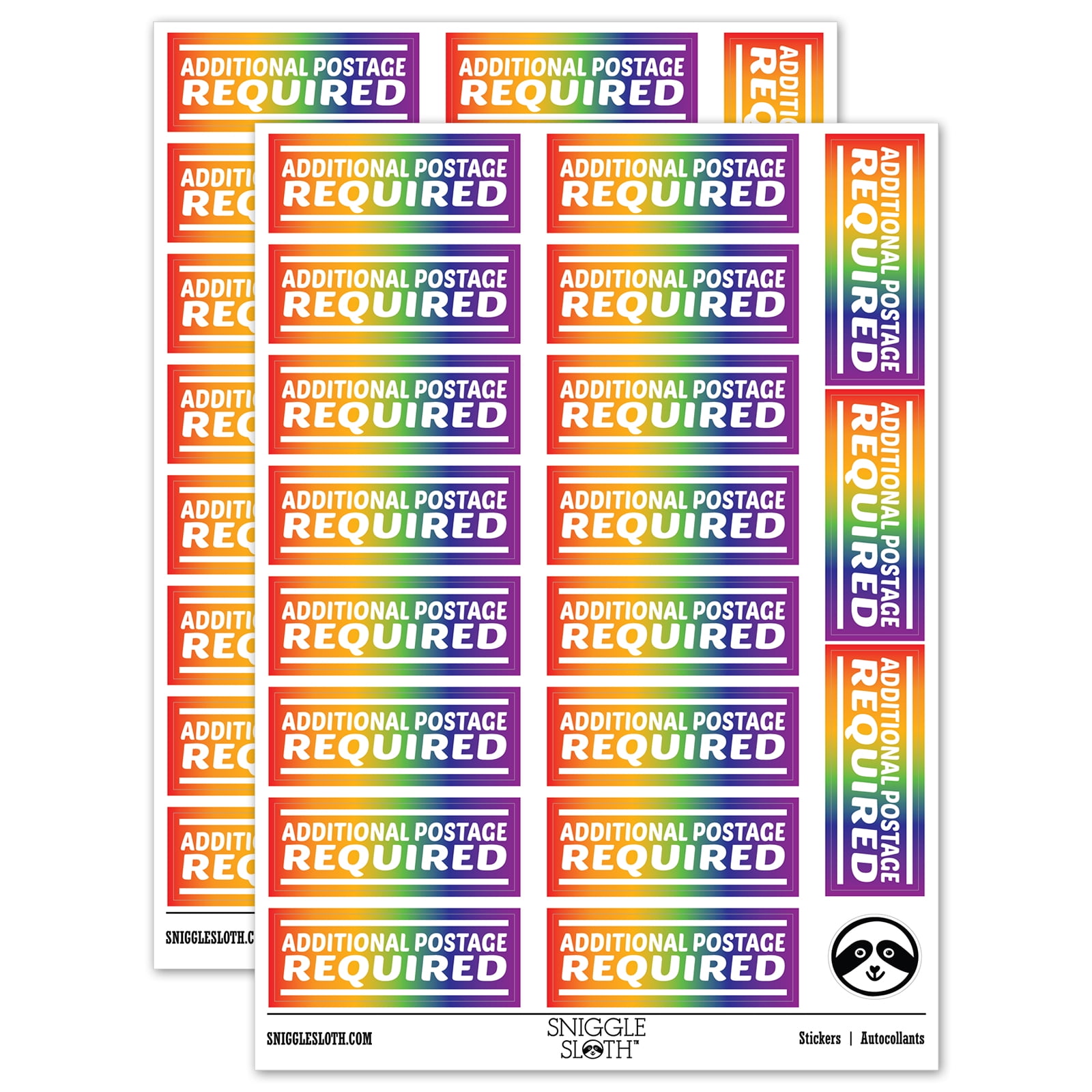 Additional Postage Required Mail Sticker Set - Rainbow - Gloss Finish ...